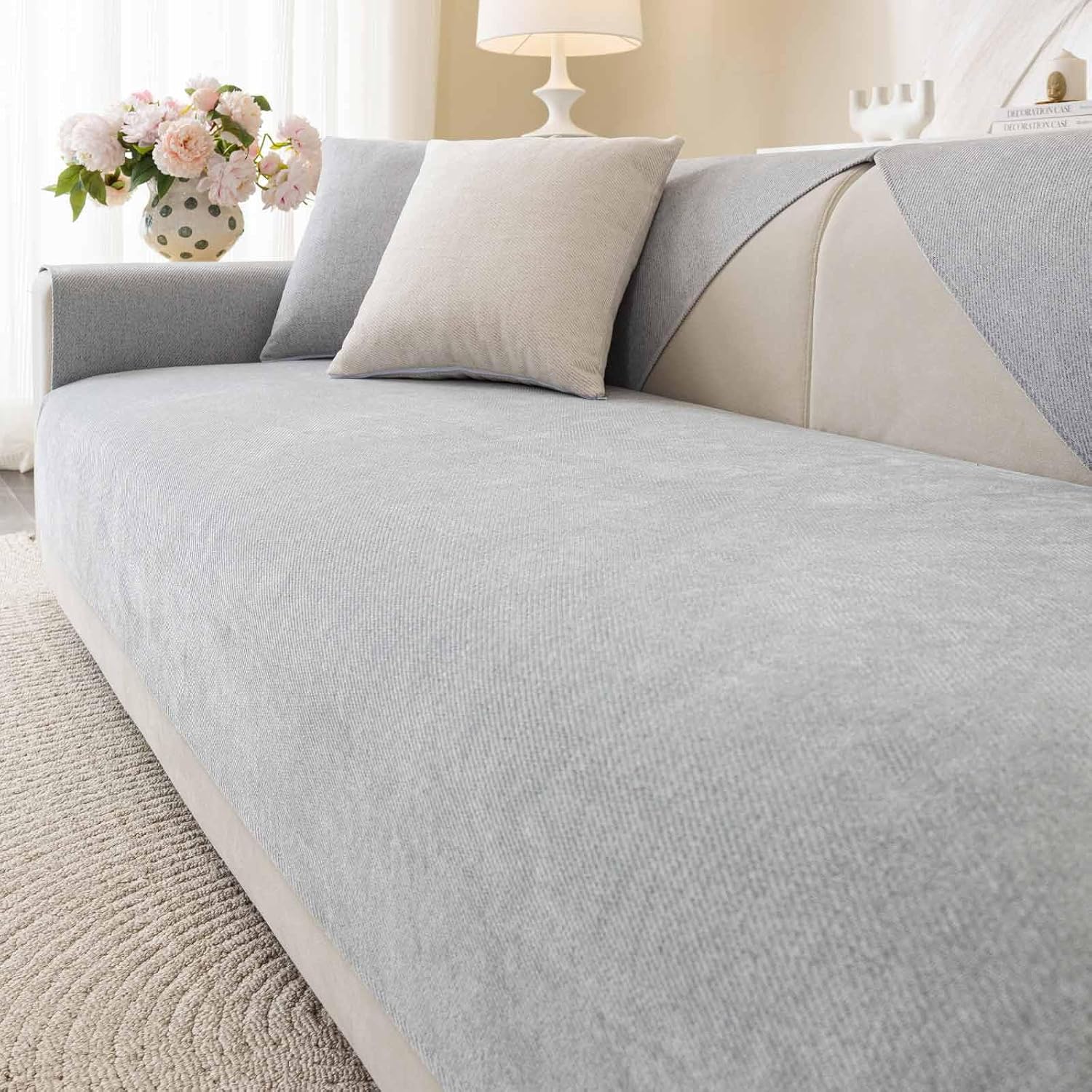 Amazon.com: Aucrovee Soft Plush Couch Cover Washable, Non Slip Pluffy ...