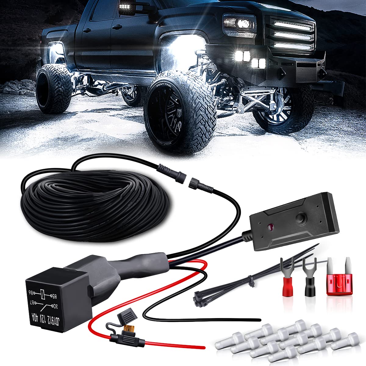 Amazon.com: LEDKITO Wire Harness for LED Rock Lights 4 Lead LED Rock ...