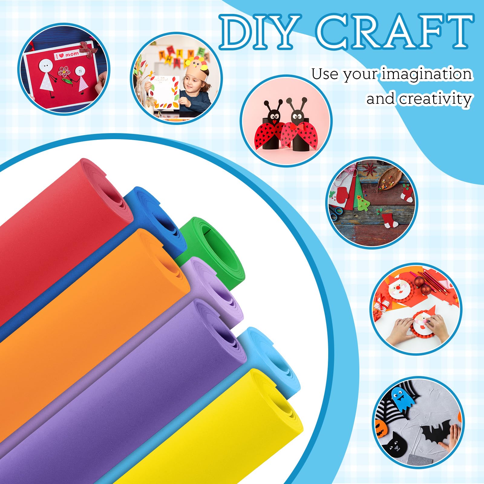 Snapklik.com : Fainne 8 Pcs Craft Foam Sheet Roll, 39x13 Colorful EVA ...