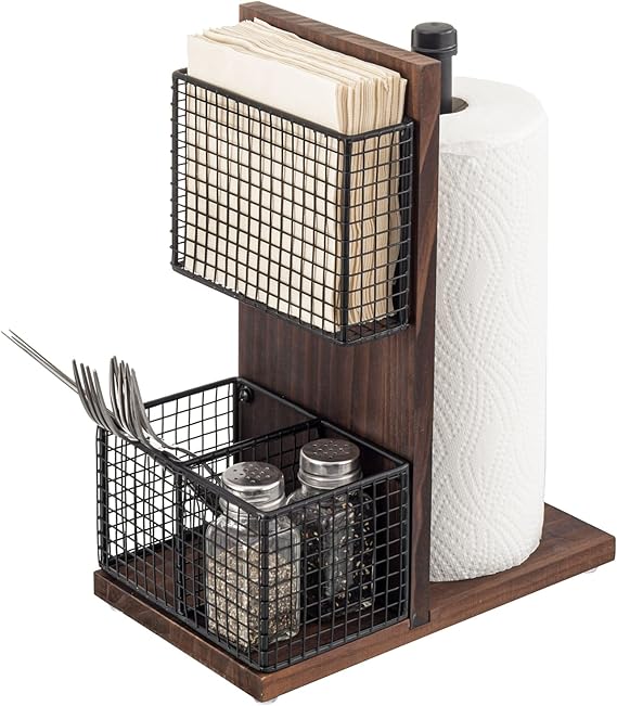 Amazon.com: MyGift 3-in-1 Kitchen Organizer with Paper Towel Holder ...