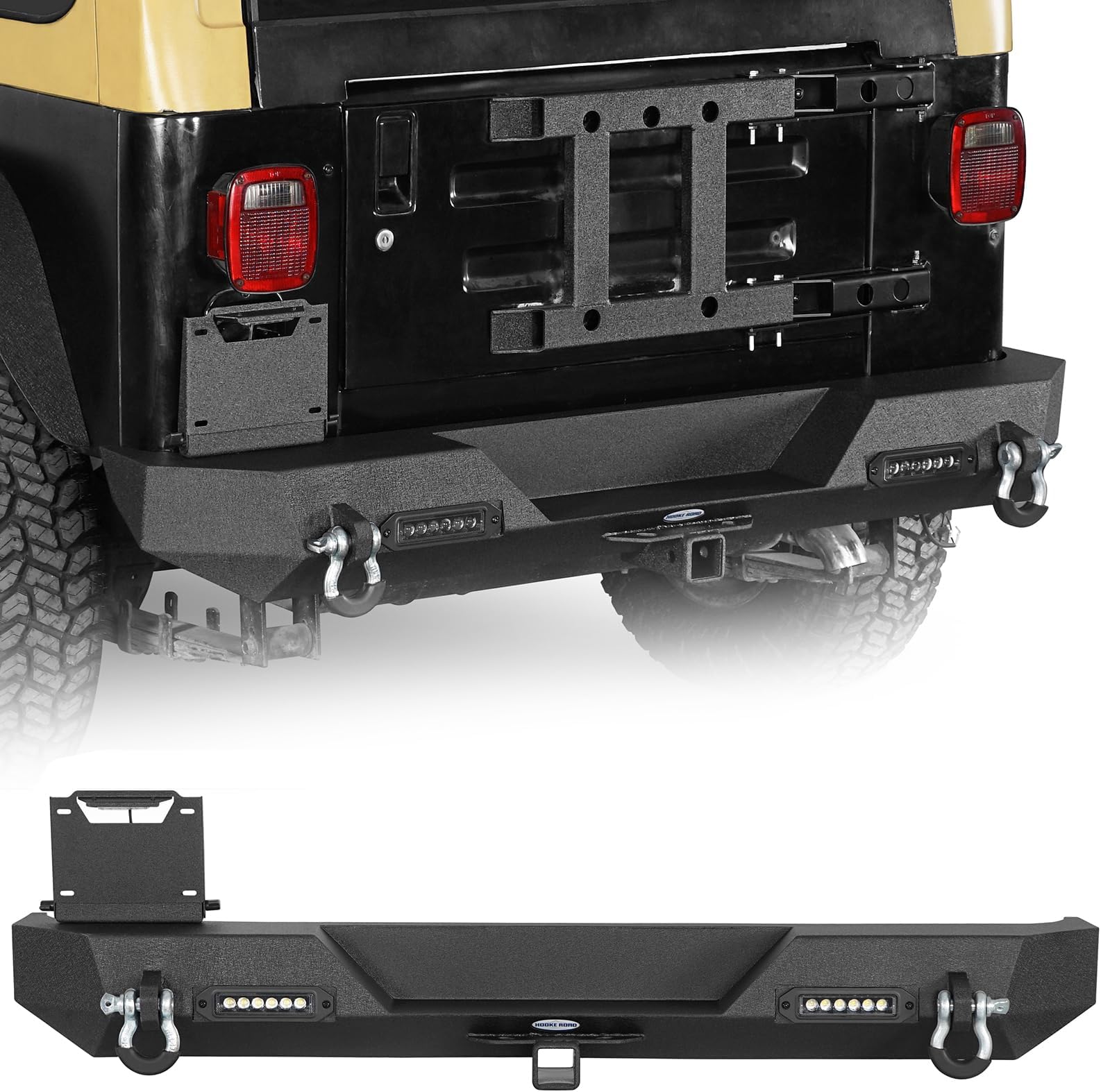 Amazon.com: Hooke Road Rear Bumper for 1987-2006 Jeep Wrangler YJ TJ ...