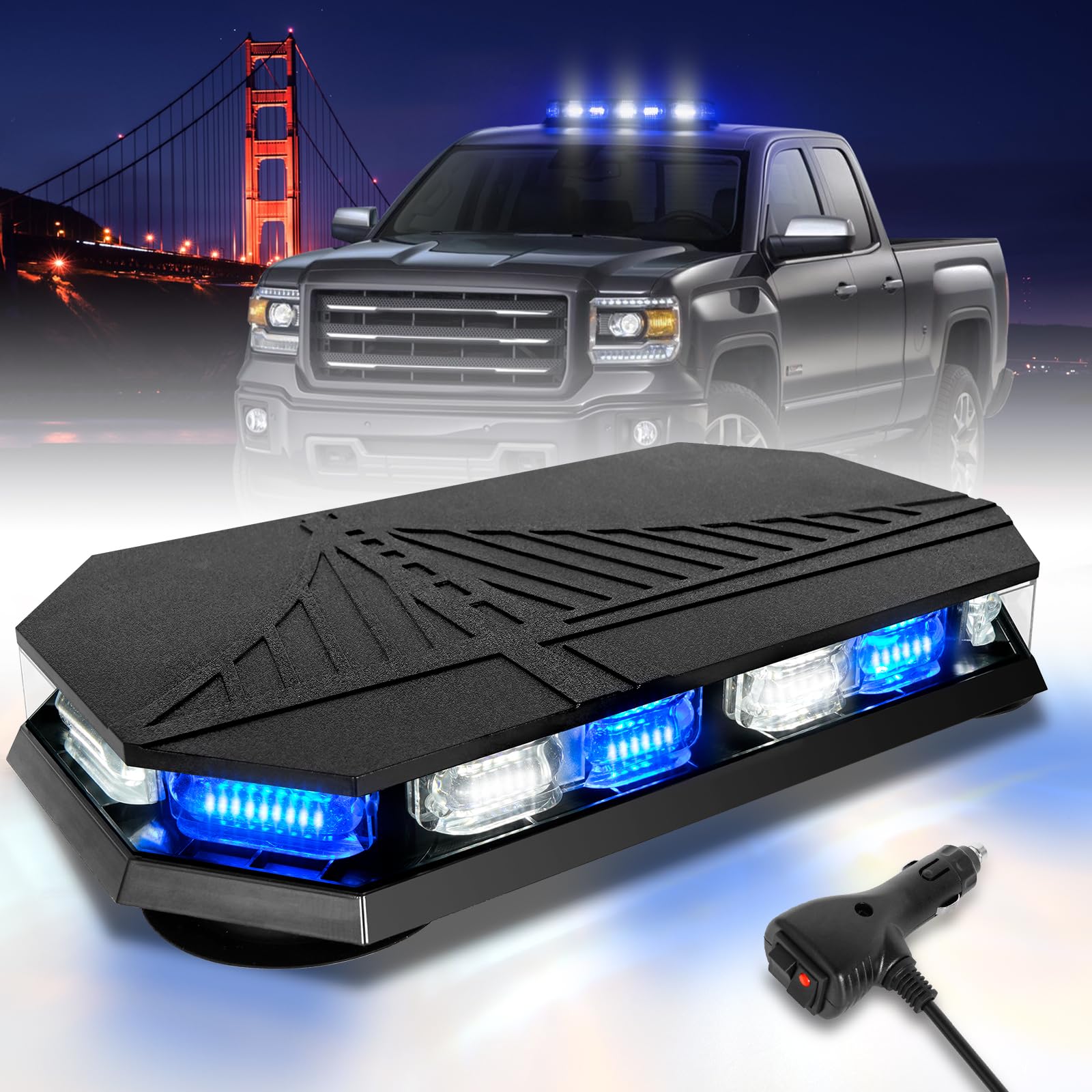 Snapklik.com : 406D Rooftop Emergency Strobe Lights Bar, 102 LED Blue ...