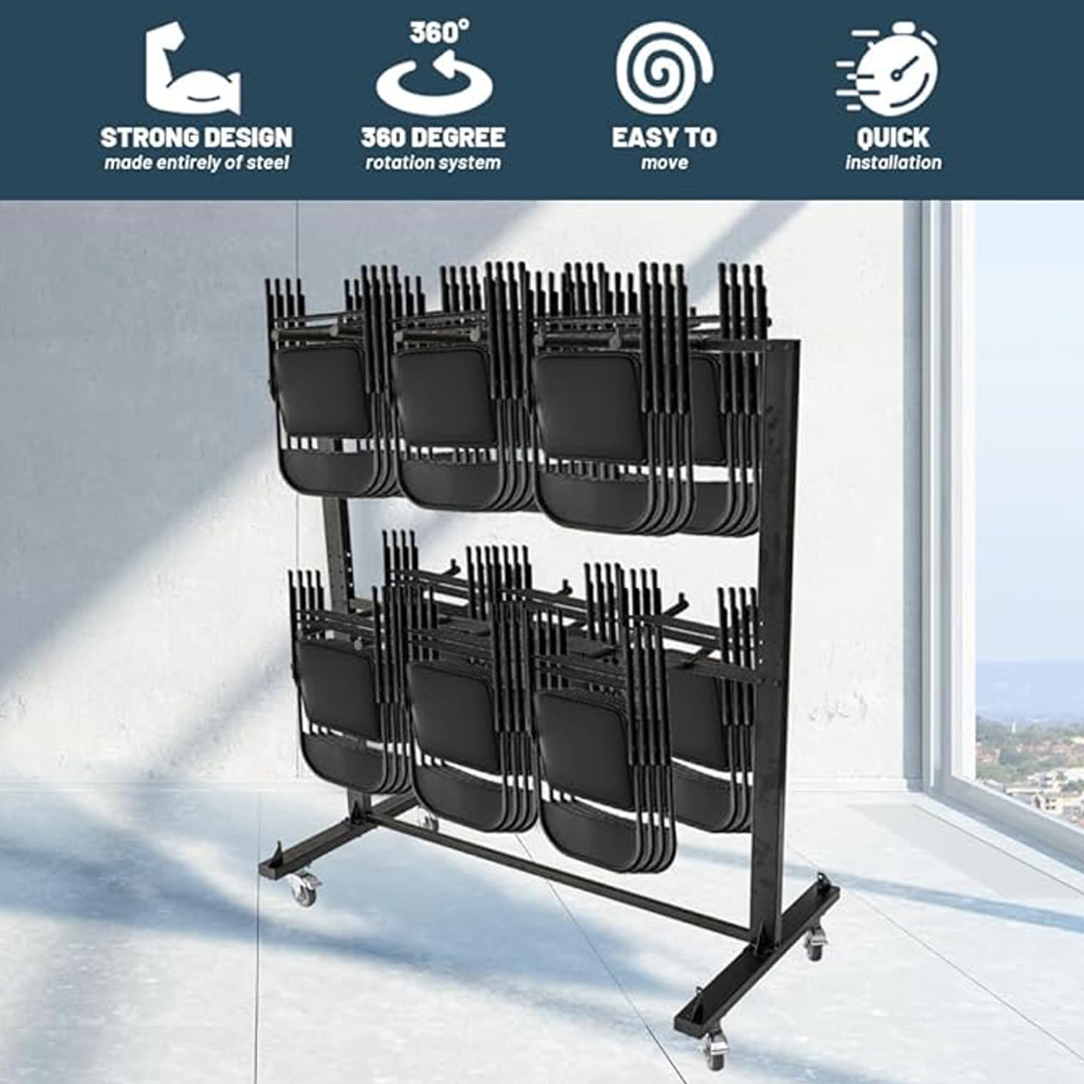 Folding Chair And Table Cart, Rolling Storage Rack Trolley