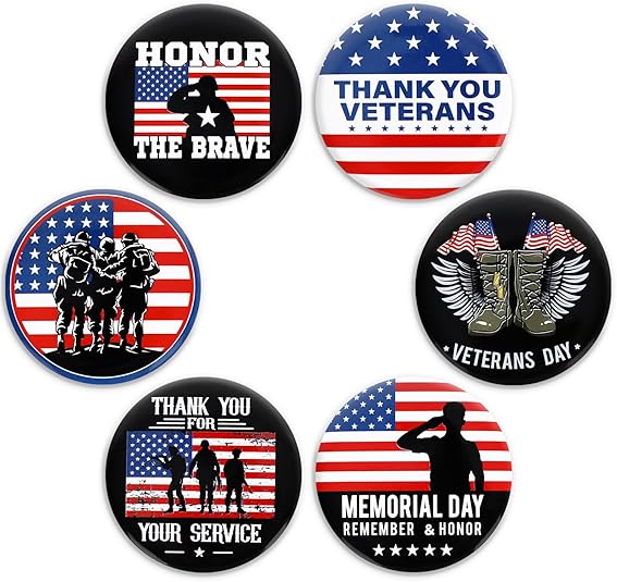 Amazon.com: Whaline 42Pcs Veteran Lapel Pins Patriotic American Flag ...