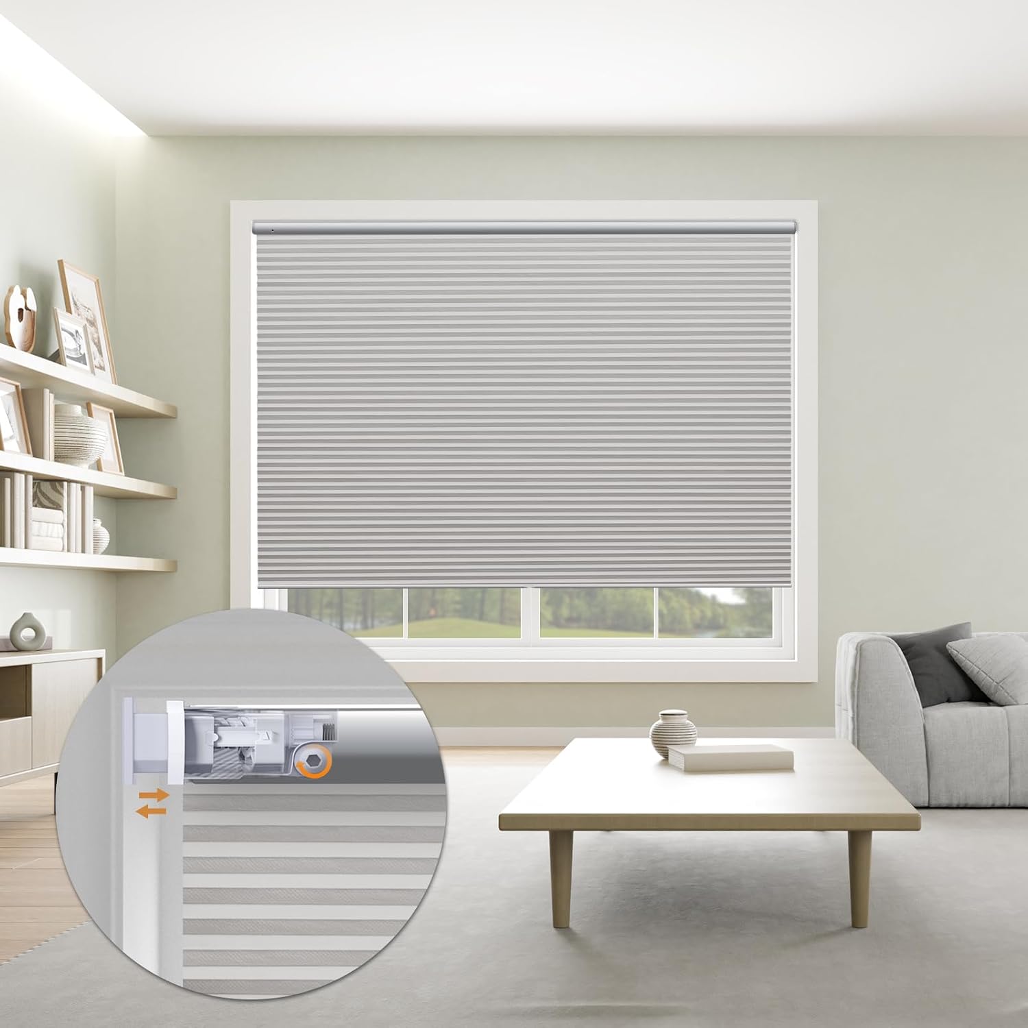 MANSNIX No Drill Blinds, Blackout Cellular Shades Cordless, No Tools-no ...