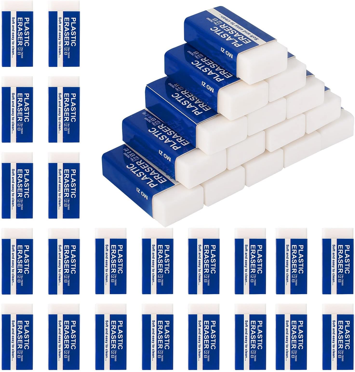 72 Pack Erasers, Shuttle Art Premium Rubber Erasers Bulk, Latex-Free ...