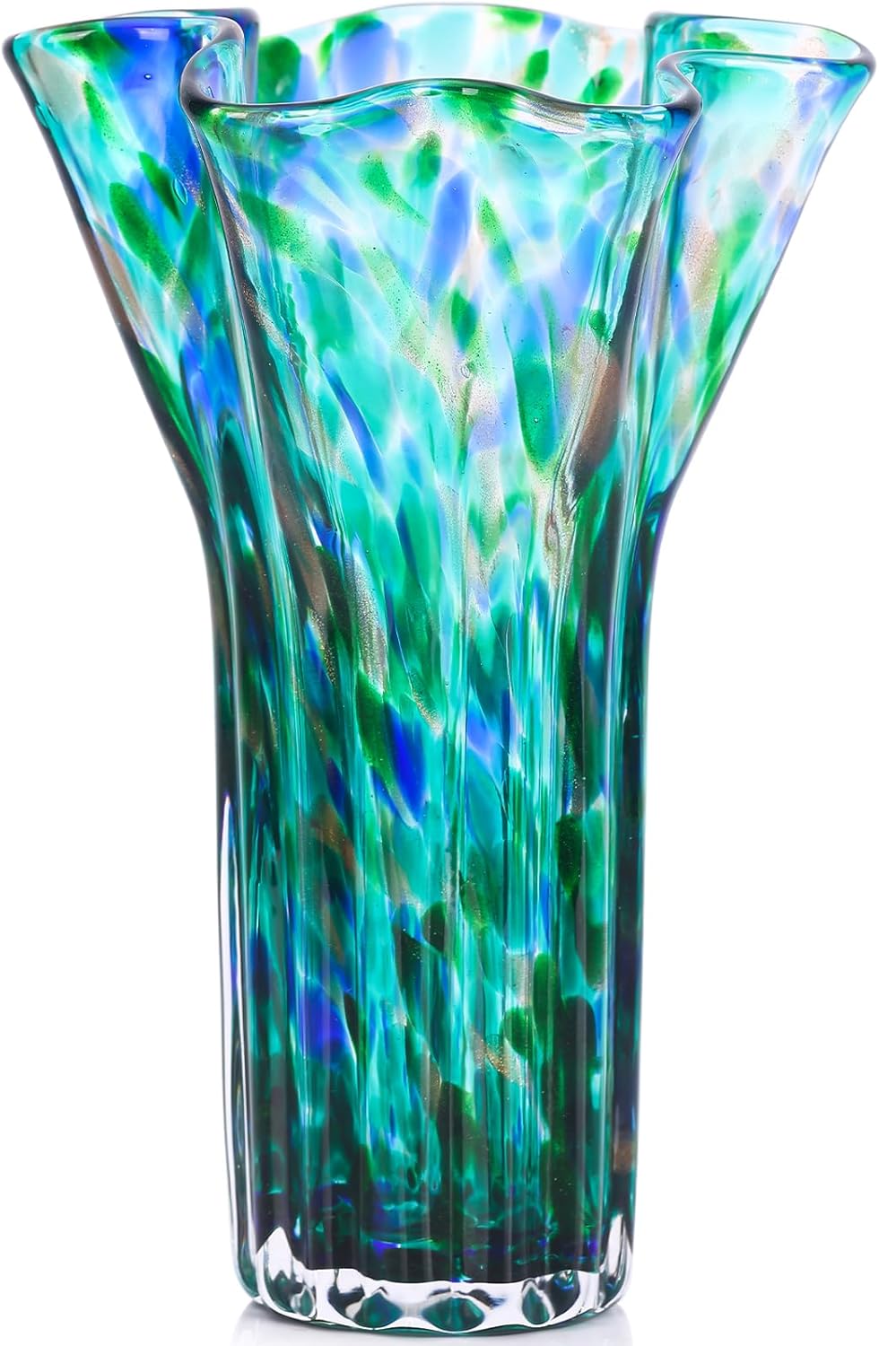 Amazon.com: 7.8" Tall Teal Vase Hand Blown Glass Vase Green, Modern ...