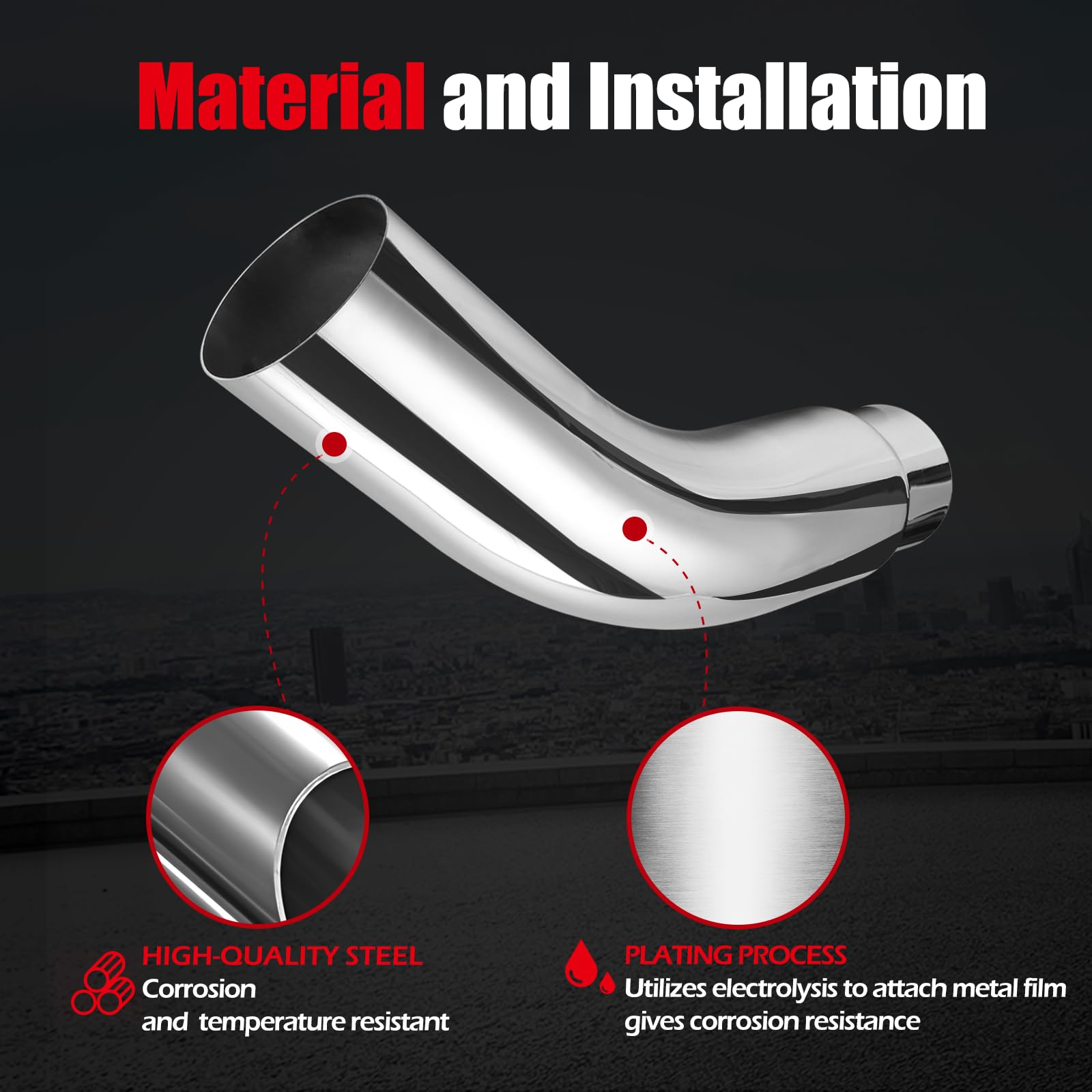 Snapklik.com : 4" Elbow Exhaust Tip,Chrome Electroplated Exhaust Pipe 4 ...
