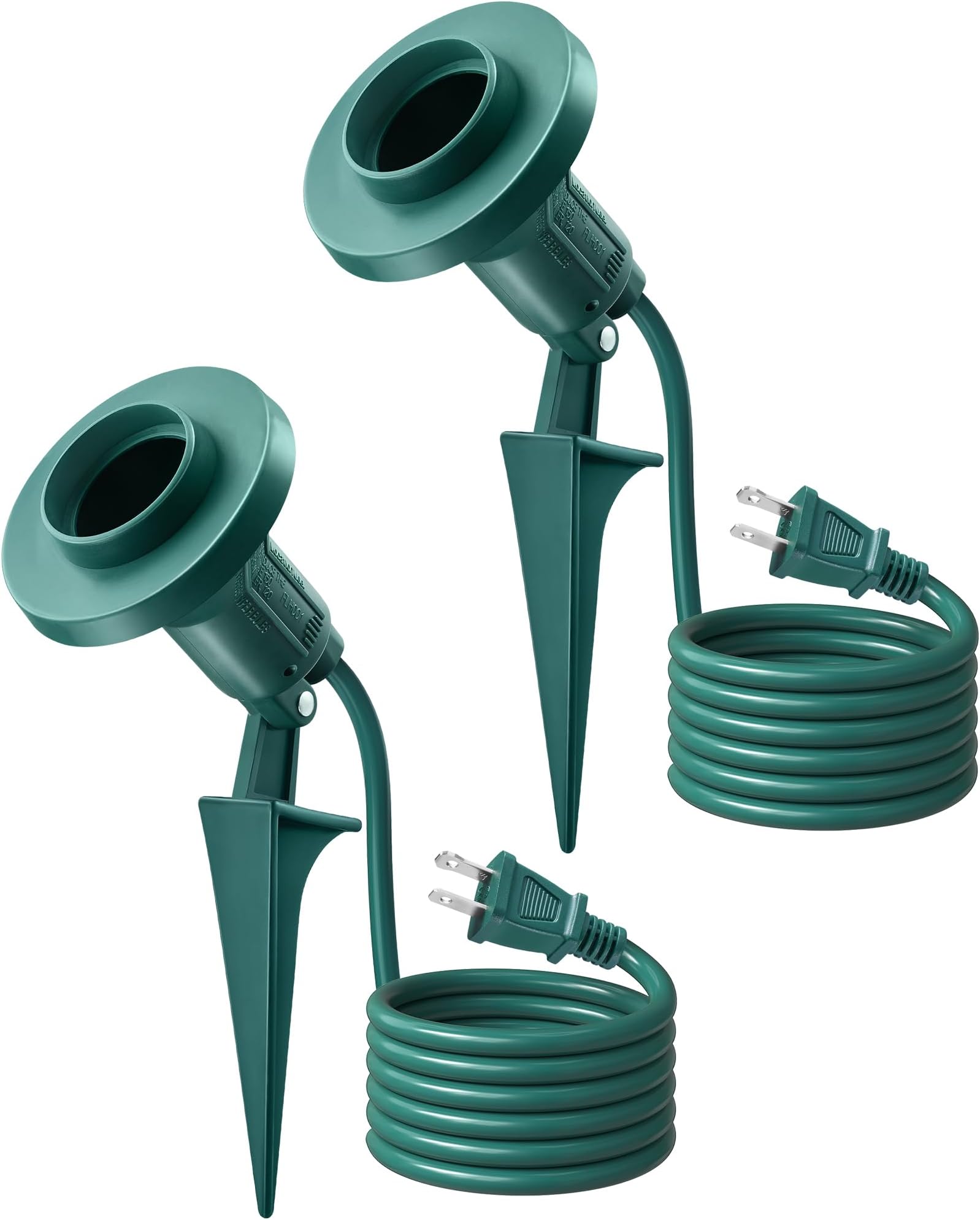 Woods Outdoor Floodlight Fixture With Stake (6-Feet cord; 120V; Green ...