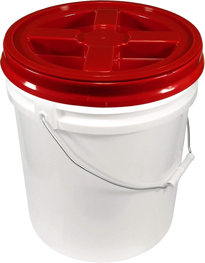Amazon.com: Bucket Kit, One White 5 Gallon Bucket 90 mil with Red Gamma ...