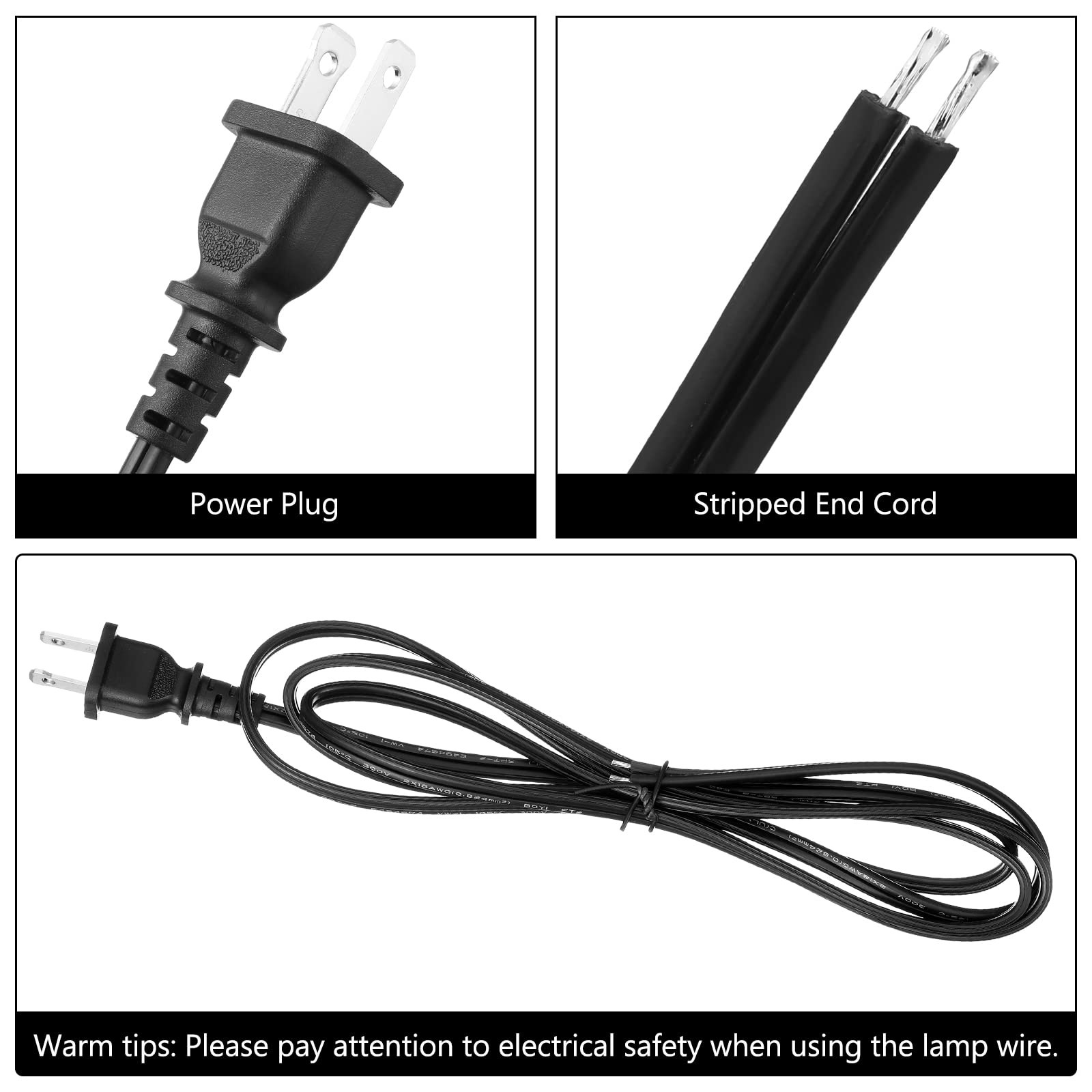 Snapklik.com : 10 Pack Lamp Cord Set - 6 Feet Black