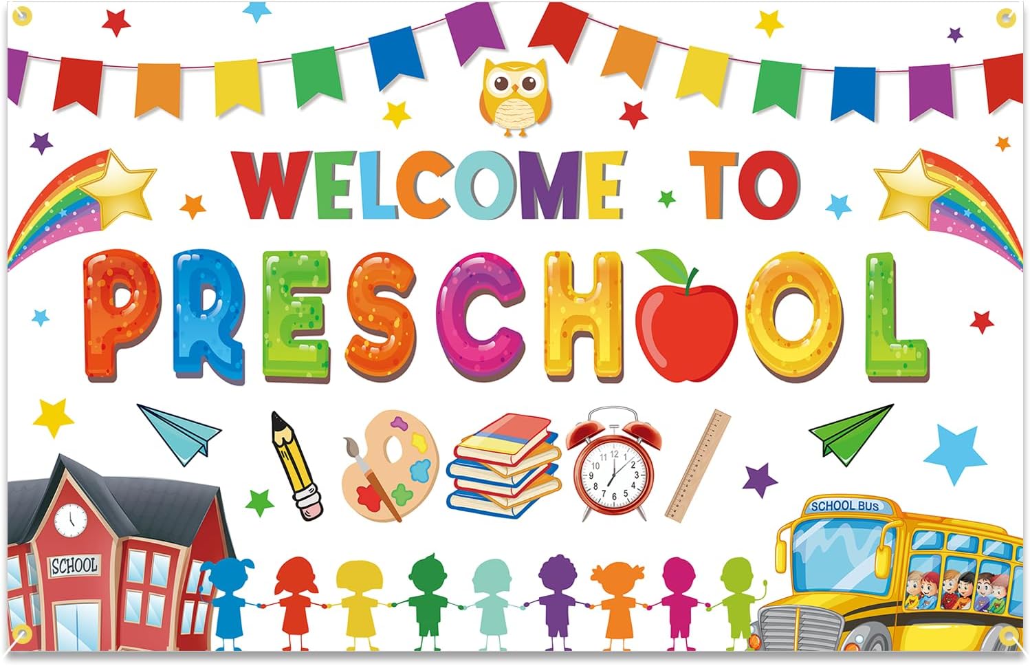 Amazon.com: AIBIIN 7x5ft Kids First Day of Preschool Backdrop Welcome ...