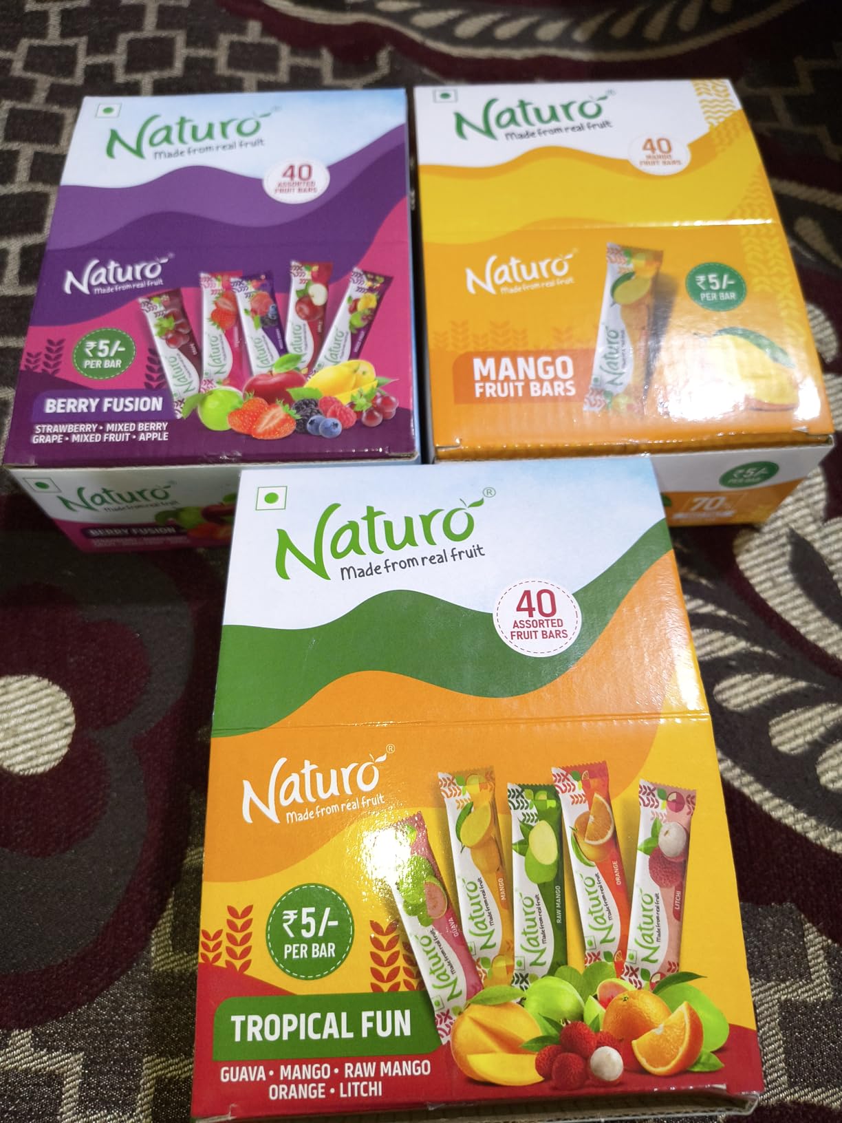 Naturo Assorted Fruit Bar Collection – 120 Natural Fruit Snacks (Mango ...