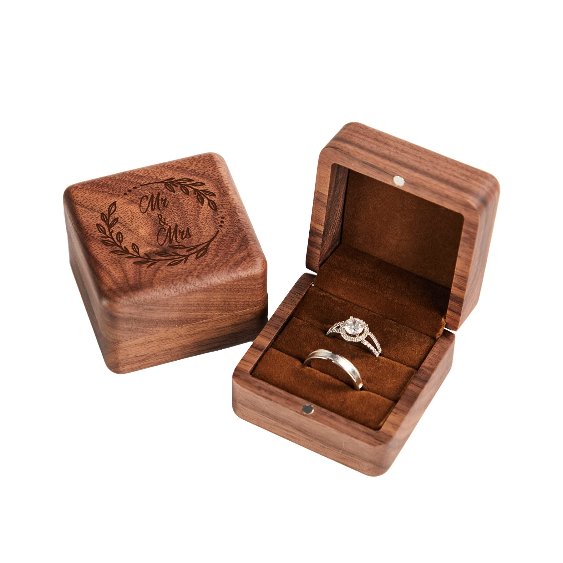 Amazon.com: Roycraft Mr & Mrs Ring Box 2 Slots for Proposal Wedding ...