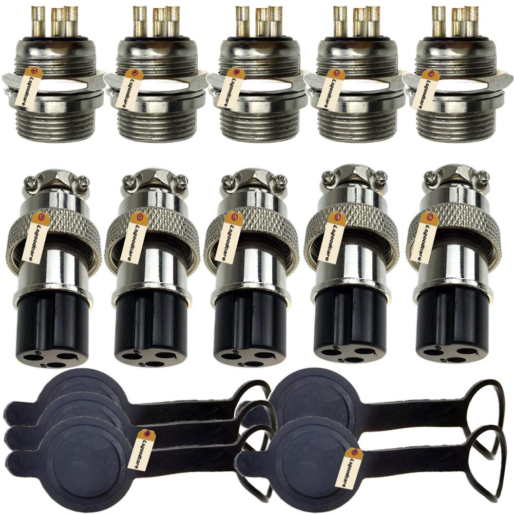 Buy Lsgoodcare 5PCS 10A 20MM 3 Pin Female Aviation Connector Socket ...