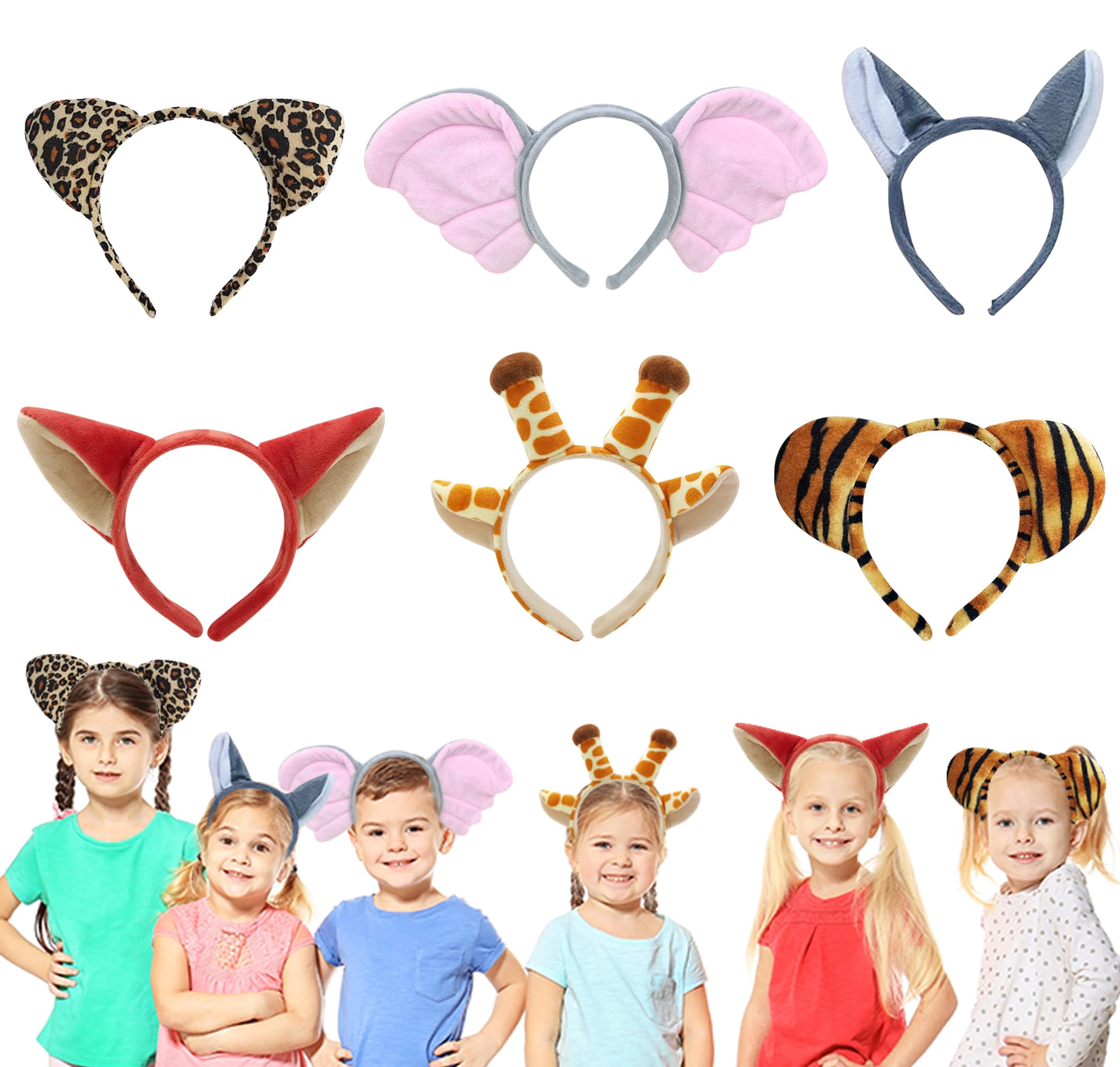 Amazon.com: splolowil 6 Pieces Animal Headbands Jungle Safari Party ...