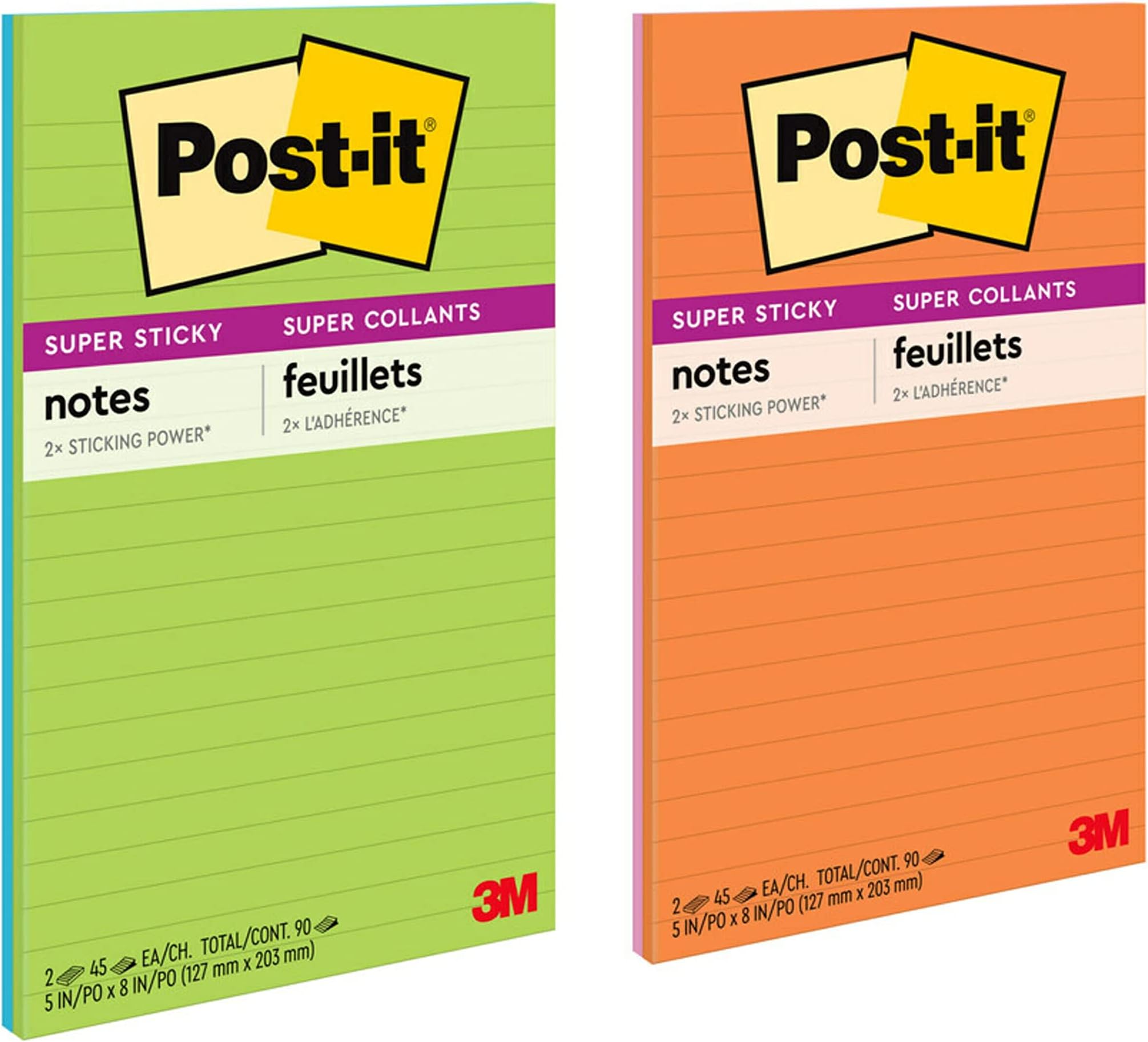 Amazon.com : Post-it Super Sticky Full Stick Notes, 3x3 in, 12 Pads, 2x ...
