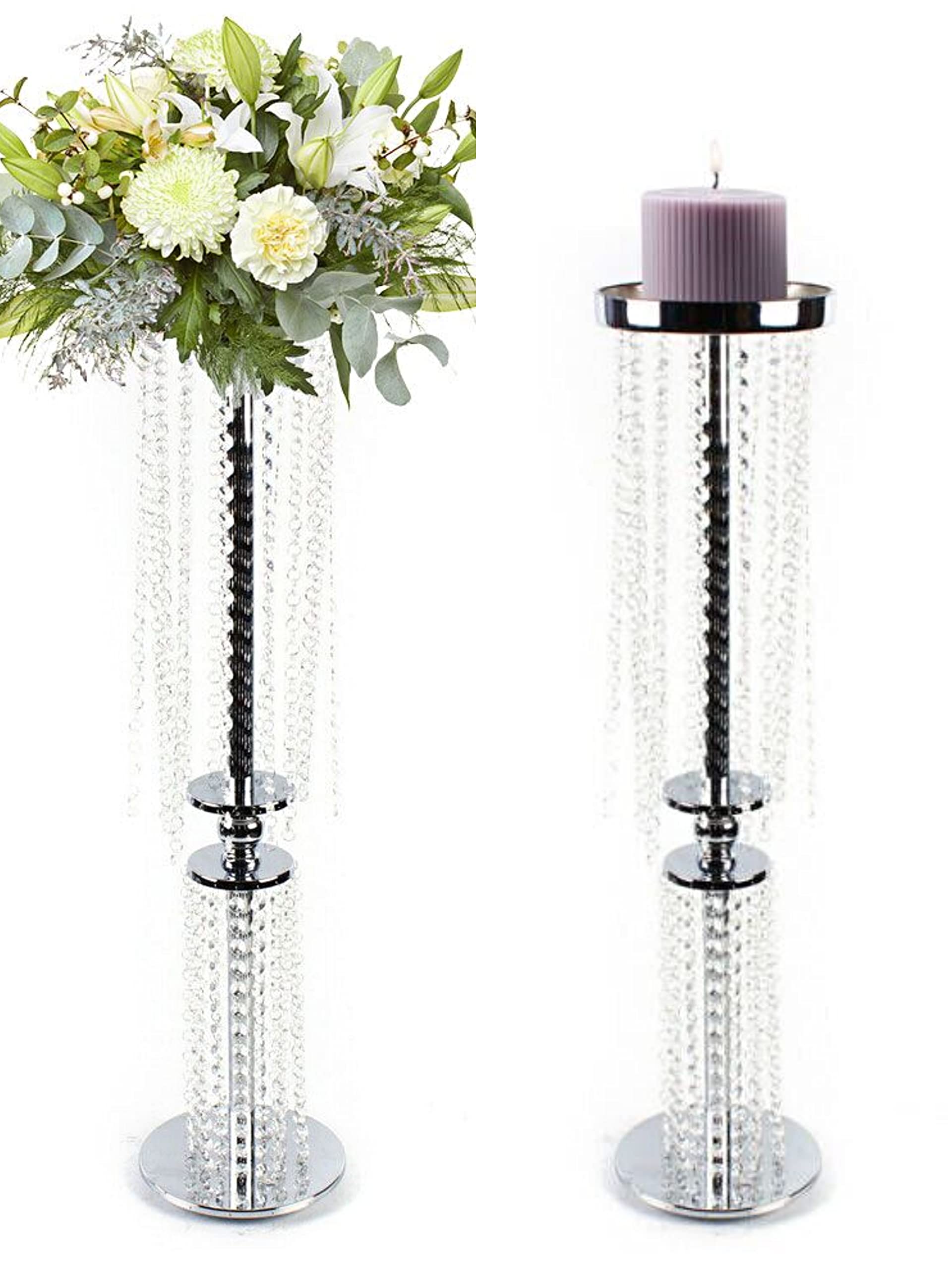 Snapklik.com : 32.7"Crystal Flower Vase Candle Holder,2 Pack Wedding ...