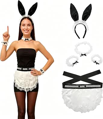 Amazon.com: Beisto 5Pcs Women Bunny Cosplay Accessories Set Headband ...