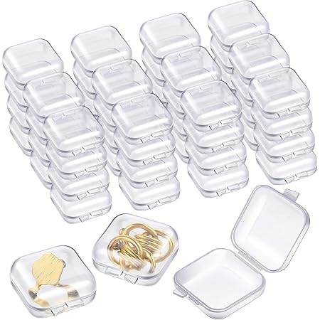 Amazon.com: 100 Pack Mini Clear Jewelry Box Earring Organizers with ...