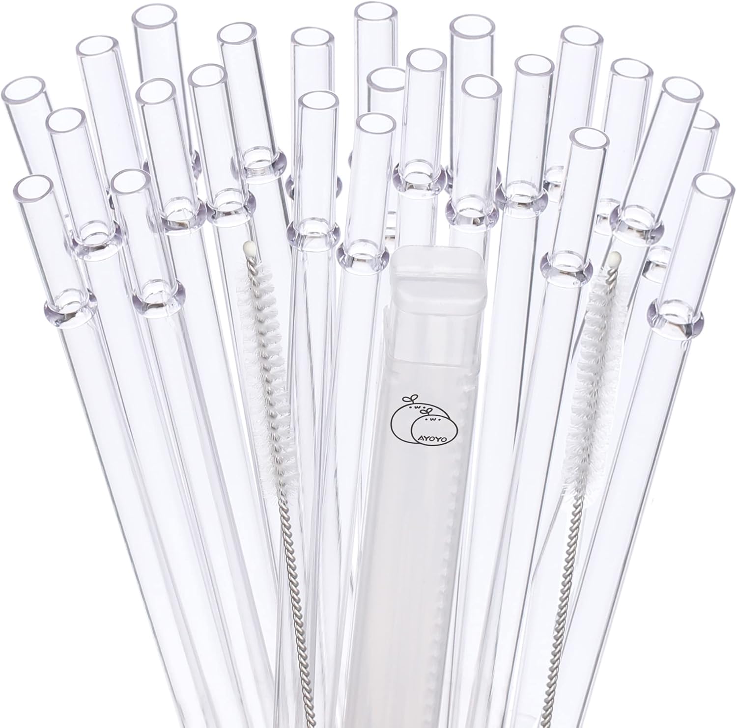 24 Pack 11 Inch Clear Reusable Plastic Straws Party Wedding Holiday ...