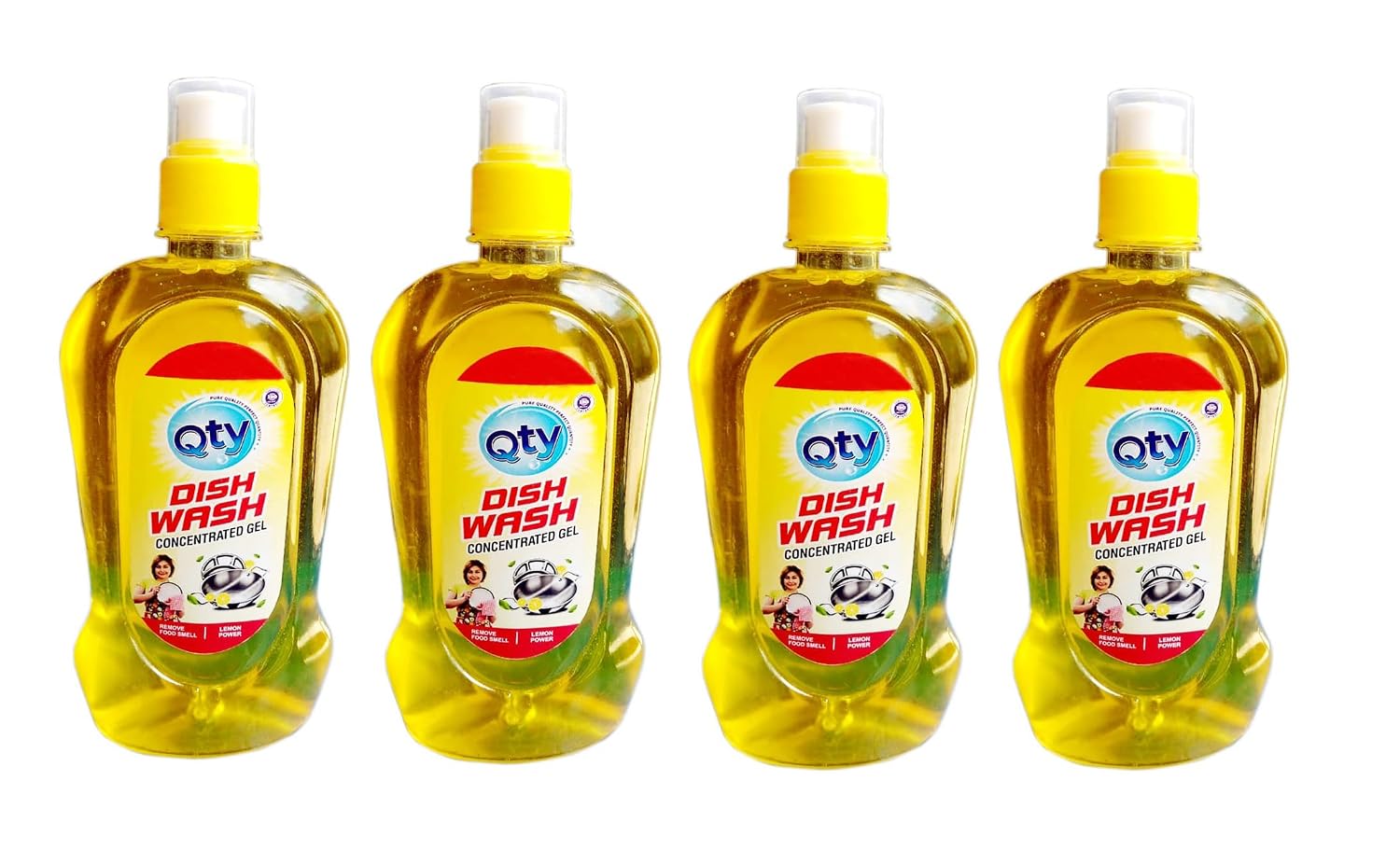 Qty Dishwash Concentrated Liquid Gel with Lemon Fragrance, Leaves No ...