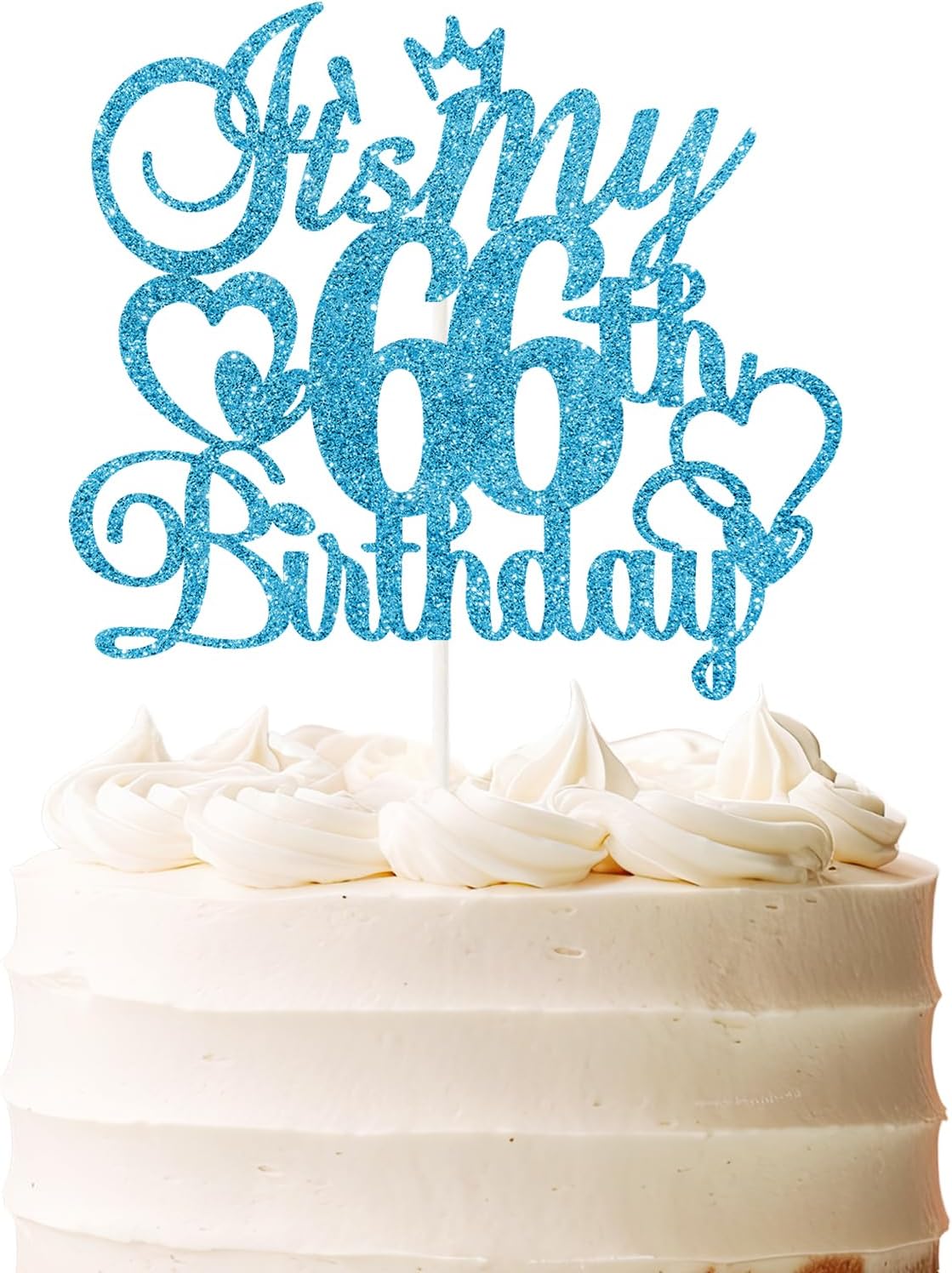 Amazon.com: It's My 66th Birthday Cake Topper - Blue Glitter Happy 66th ...