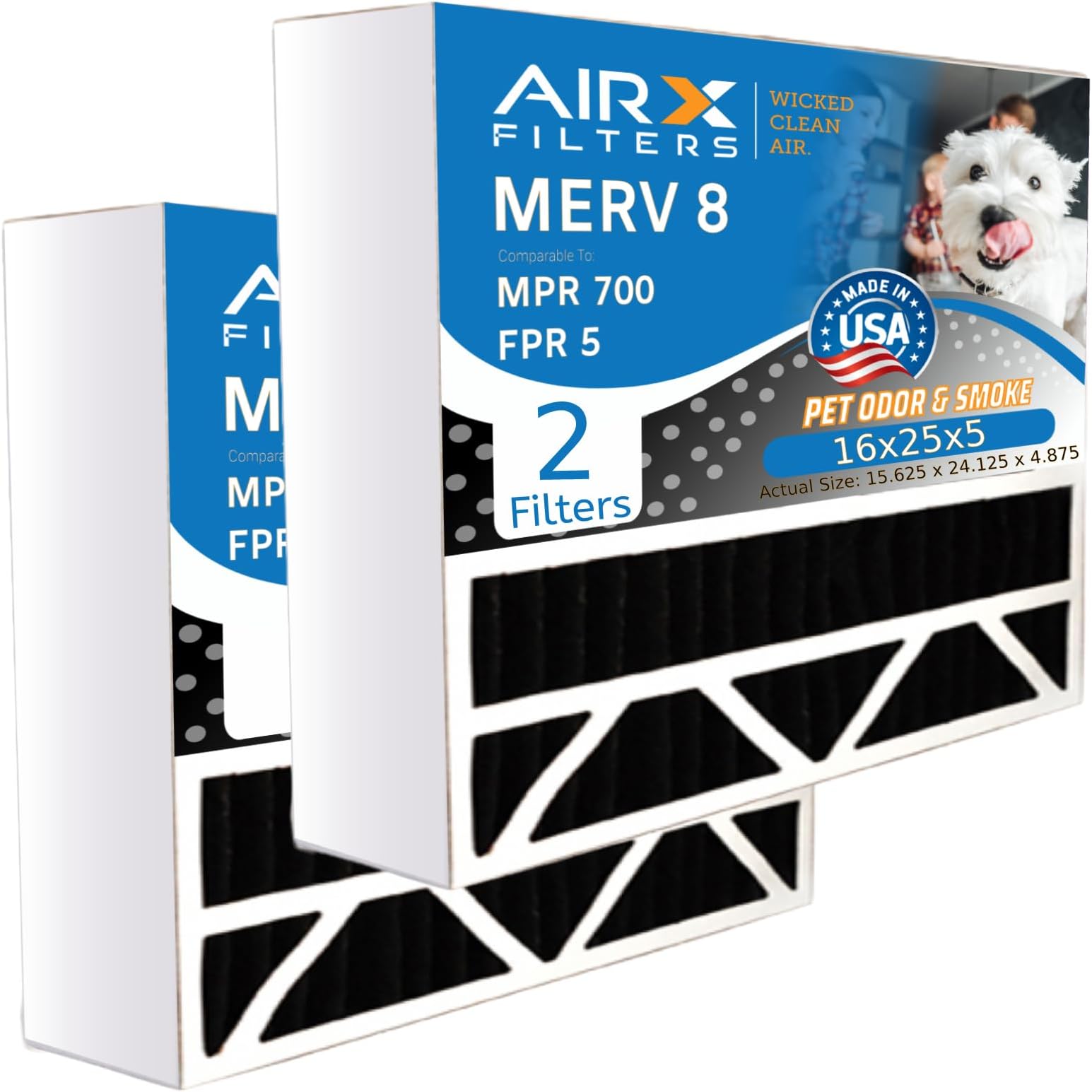 AIRX FILTERS WICKED CLEAN AIR. 16x25x5 Air Filter Odor Eliminator ...