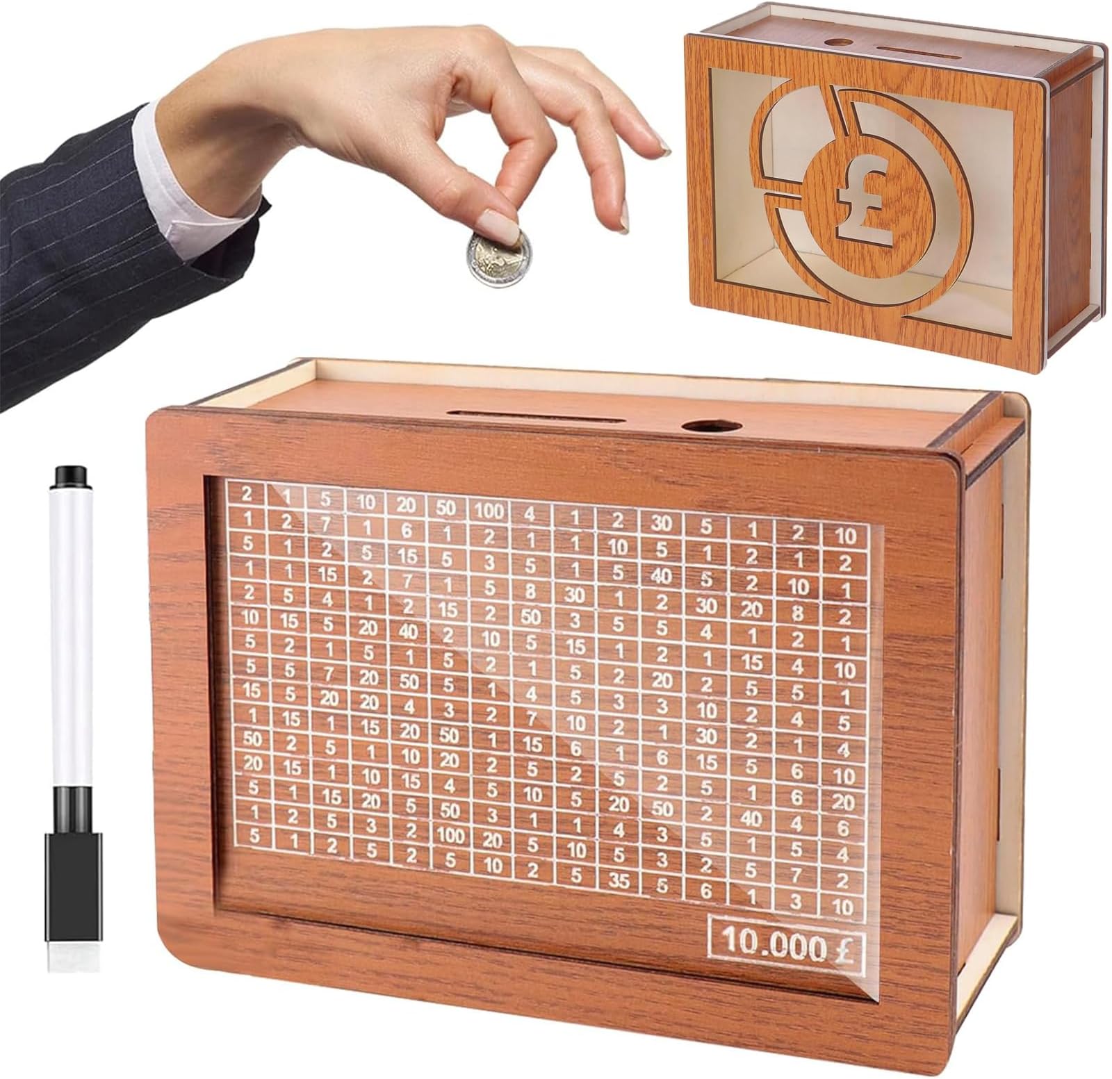 Cash Vault Wooden Savings Box, Money Box with Counter Money Vault for ...