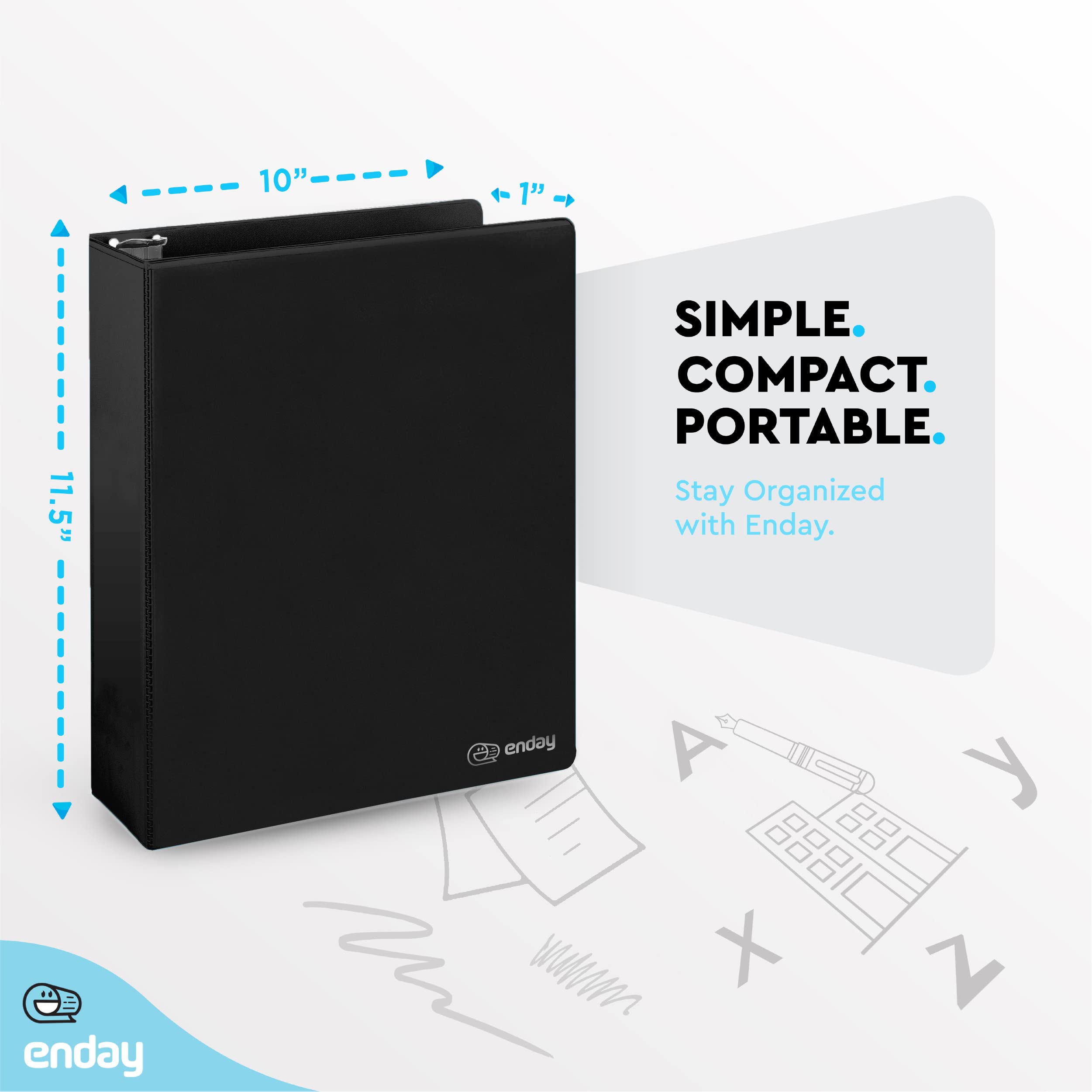 3 Ring Binder 1.5 Inch Black, 1 ½ inch Binder Clear View Cover with 2 ...