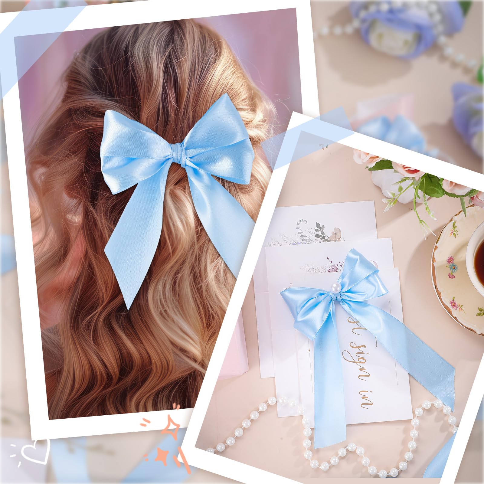 Snapklik.com : Double Faced Blue Ribbon, 60 Yards 1 1/2 Inch Light Blue ...