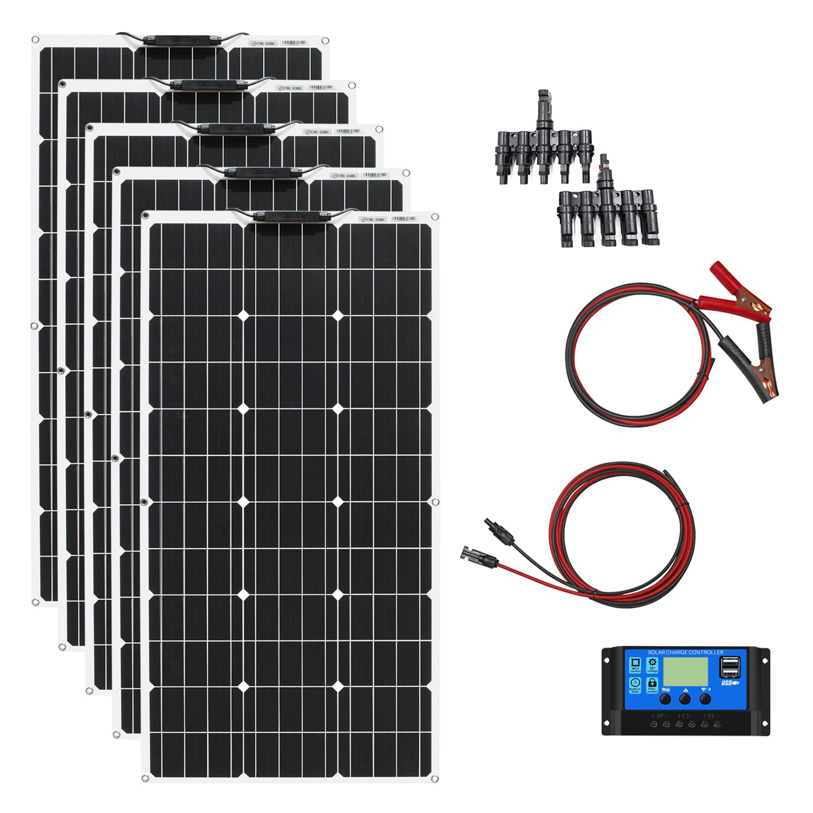 Buy 500W 18V flexible solar panel kit 5 pieces 100W monocrystalline off ...