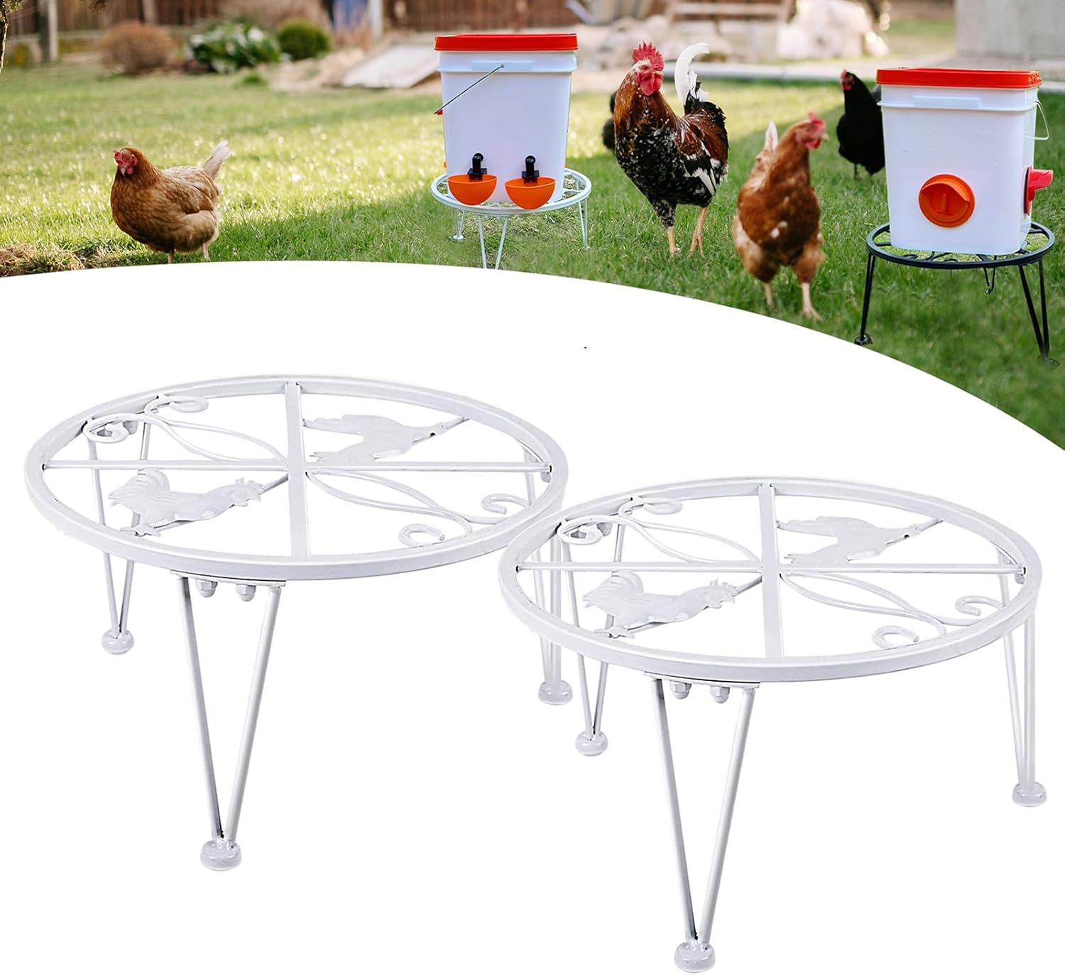 Amazon.com: KONIDUN 2-Pack Metal Stand for Chicken Feeder Waterer ...