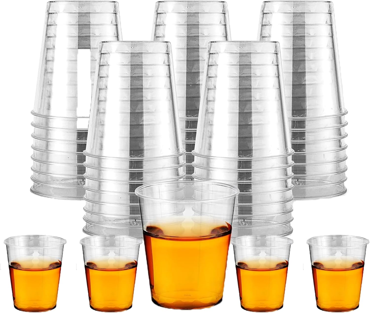 partysquare.co.uk 50 Plastic Shot Glasses, Multi-Use Crystal Clear Shot ...