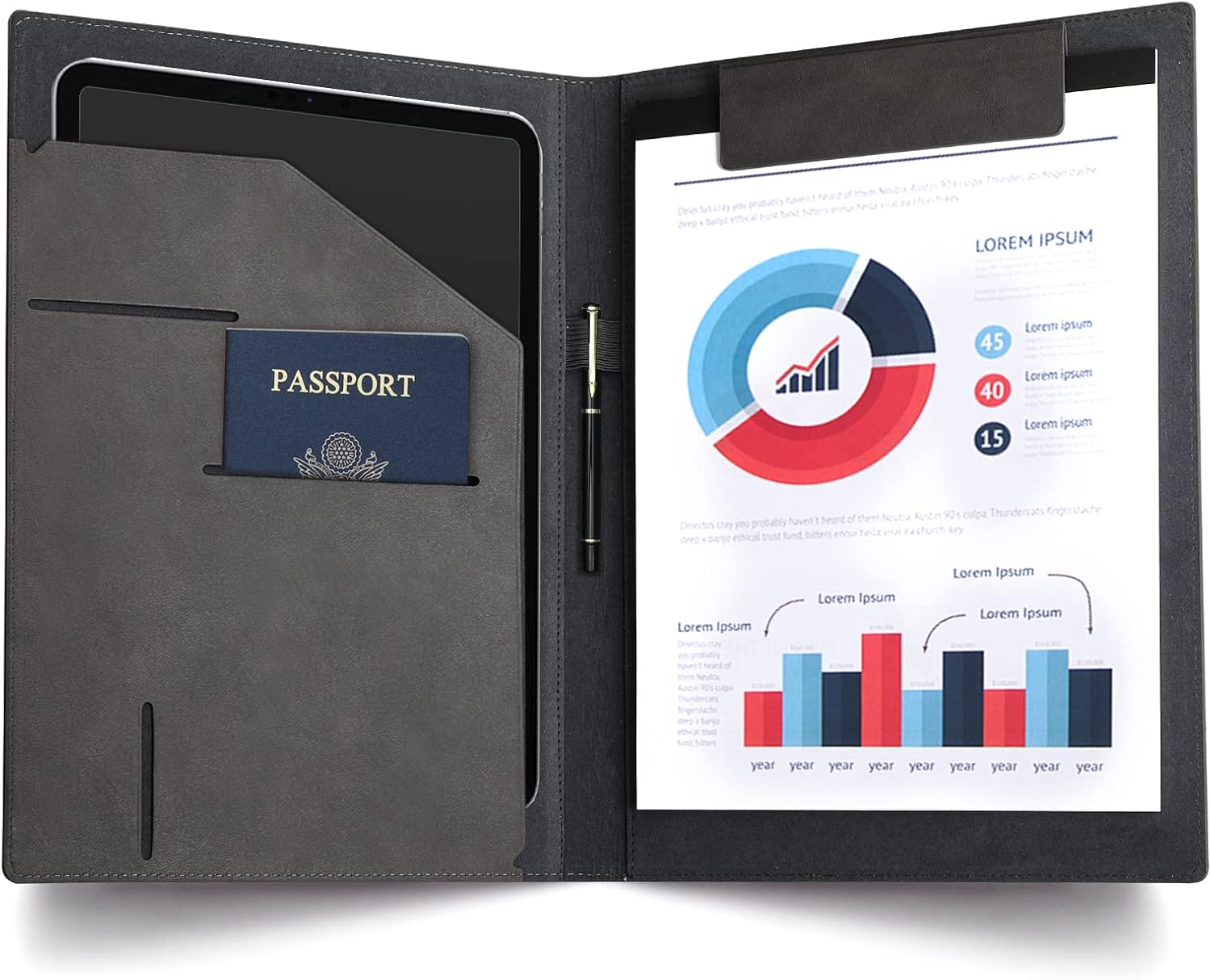 Amazon.com : GYbenzi Padfolio PU Leather Folder Interview Resume ...