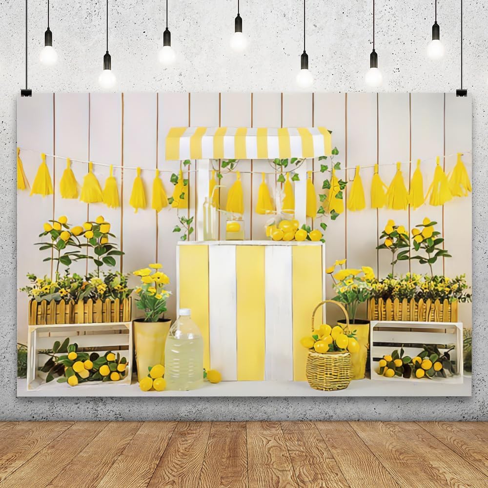 Amazon.com : Funnytree 84" x 59" Lemon Yellow Photo Backdrop for ...