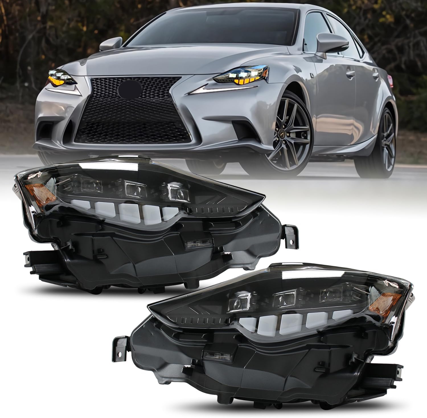 Amazon.com: HCMOTIONZ Headlights Fit For Lexus IS250 300h 350 f 2013 ...