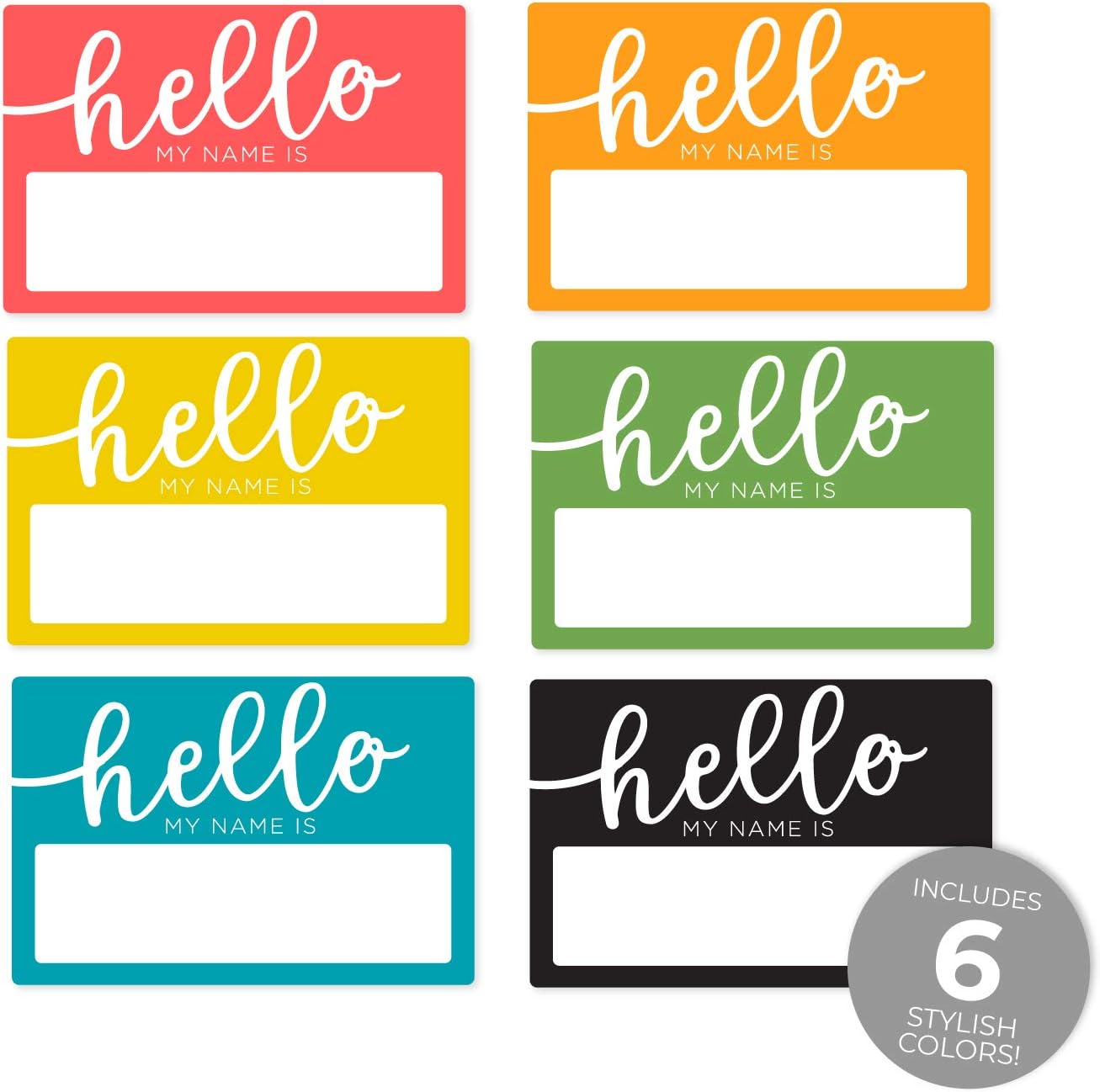 Amazon.com : 96pcs Name tag，Hello My Name is Stickers 12 Colors，Name ...