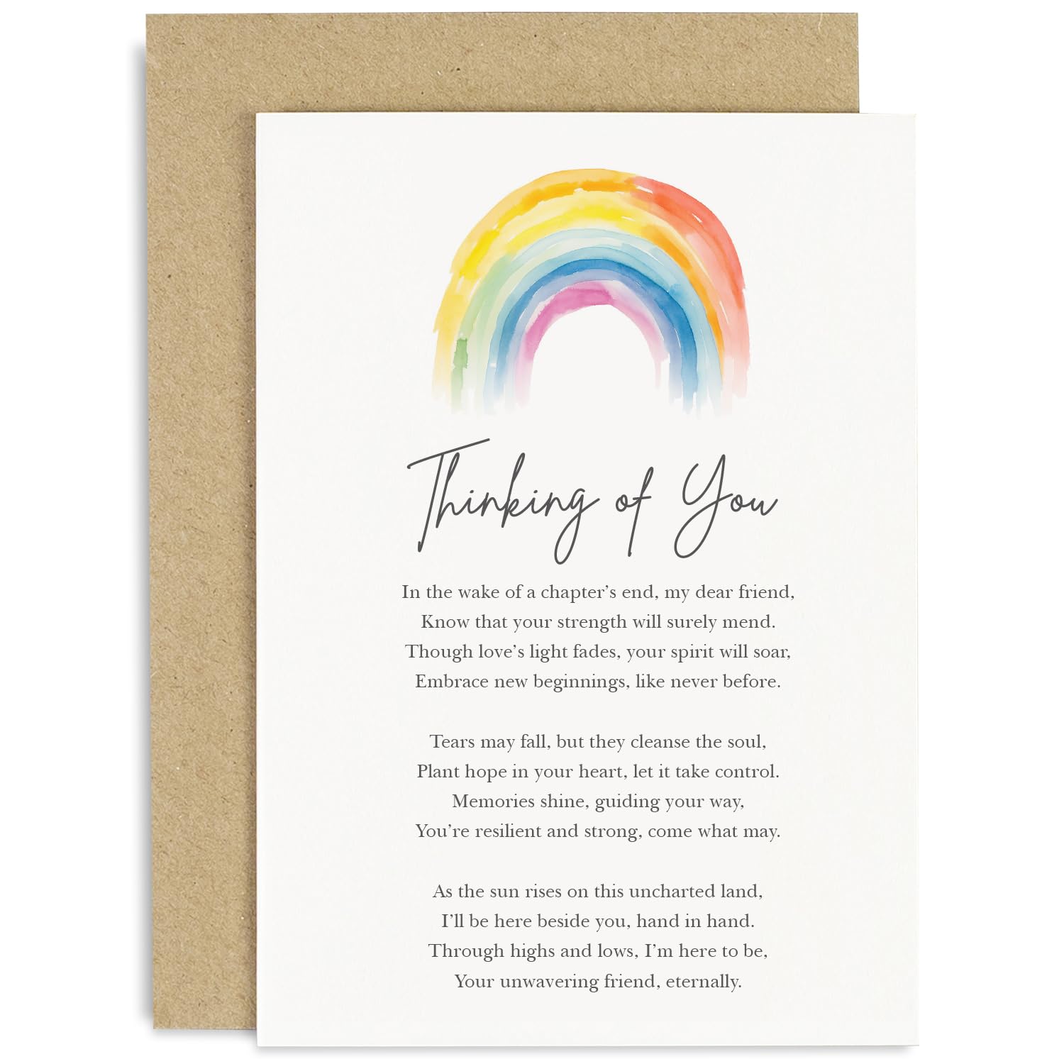 Rainbow Thinking of You Card for Women and Men - Heartfelt Poem on Loss ...