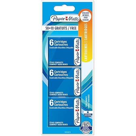 Paper Mate 2027694 Lot de 60 Cartouches pour stylo plume encre bleue ...