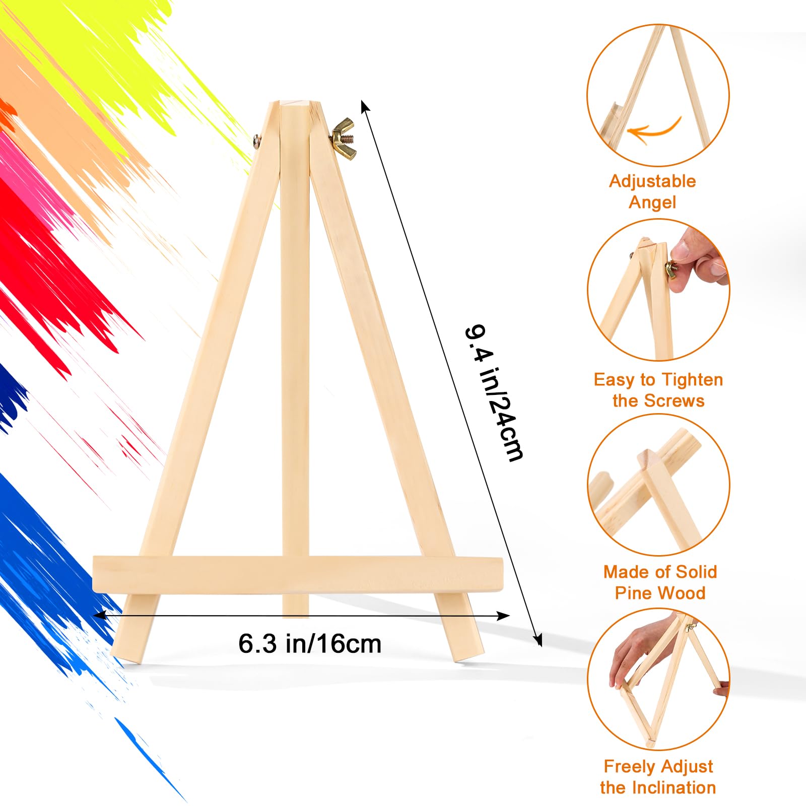 Snapklik.com : 32 Pack 9 Inch Wood Easels, Easel Stand For Painting Canvases, Art, And Crafts ...