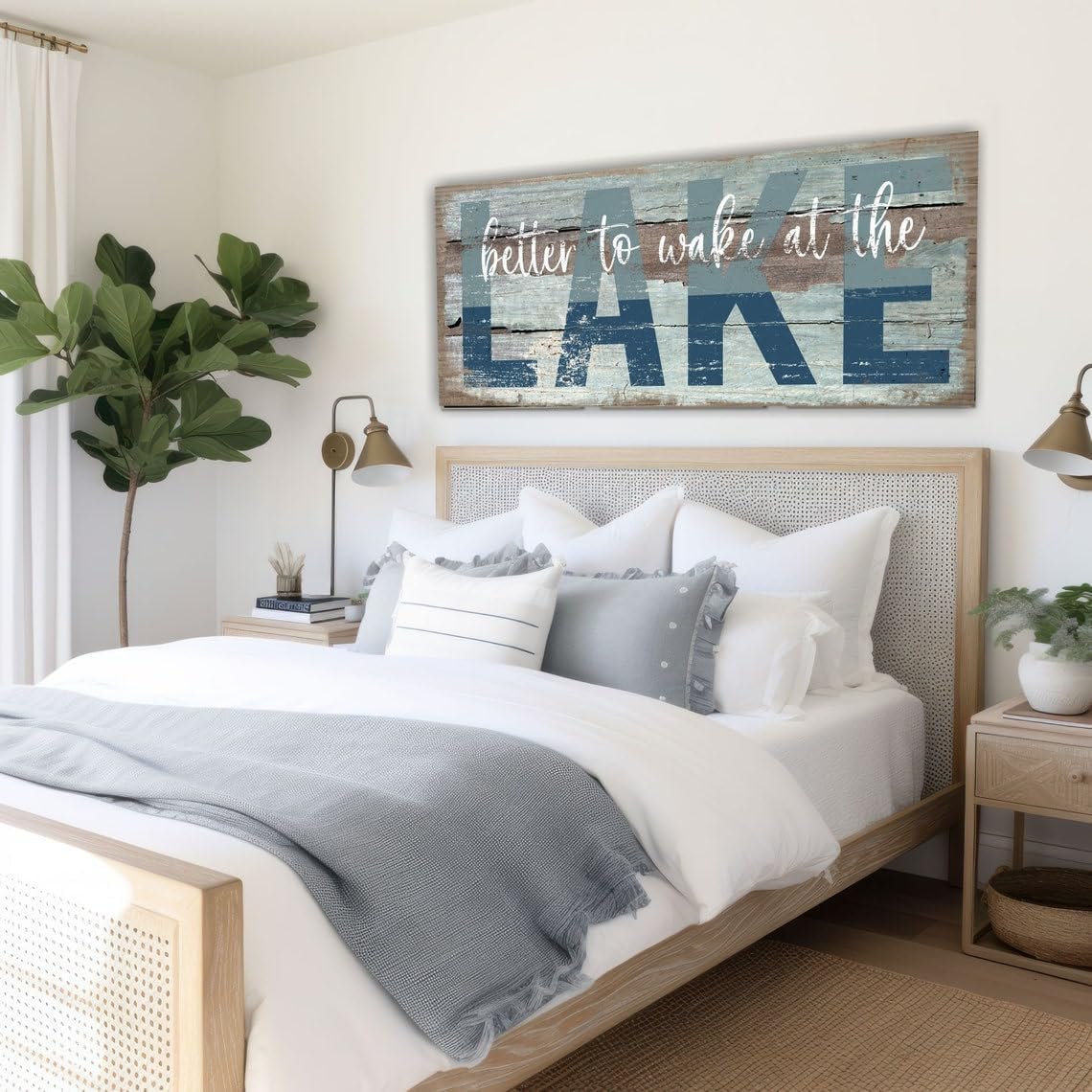 Amazon.com: JESC Modern Wall Art Print Better To Wake At The Lake ...