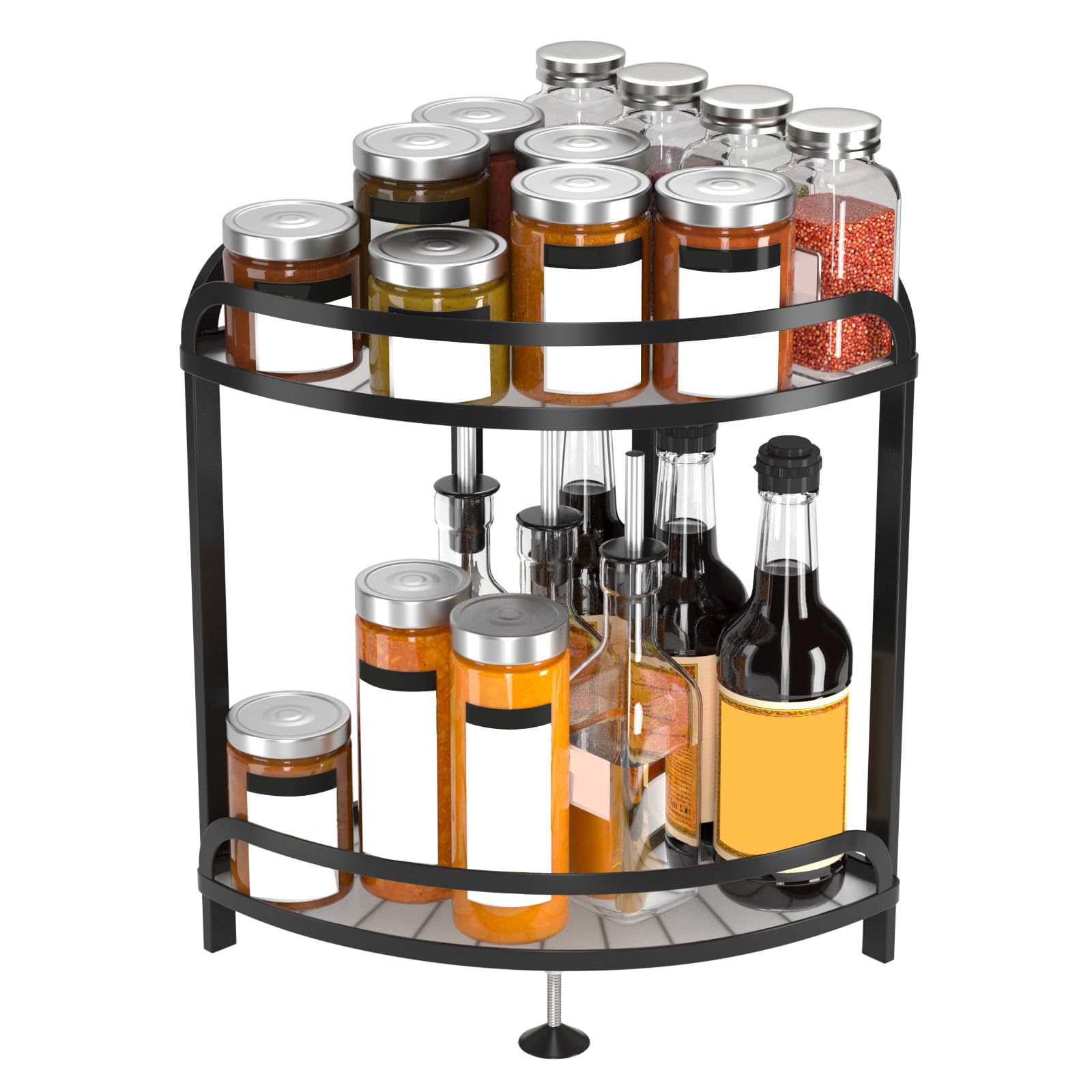 KKC Spice Rack Organizer, 2 Tier Cabinet Corner Shelf, Kitchen Corner ...