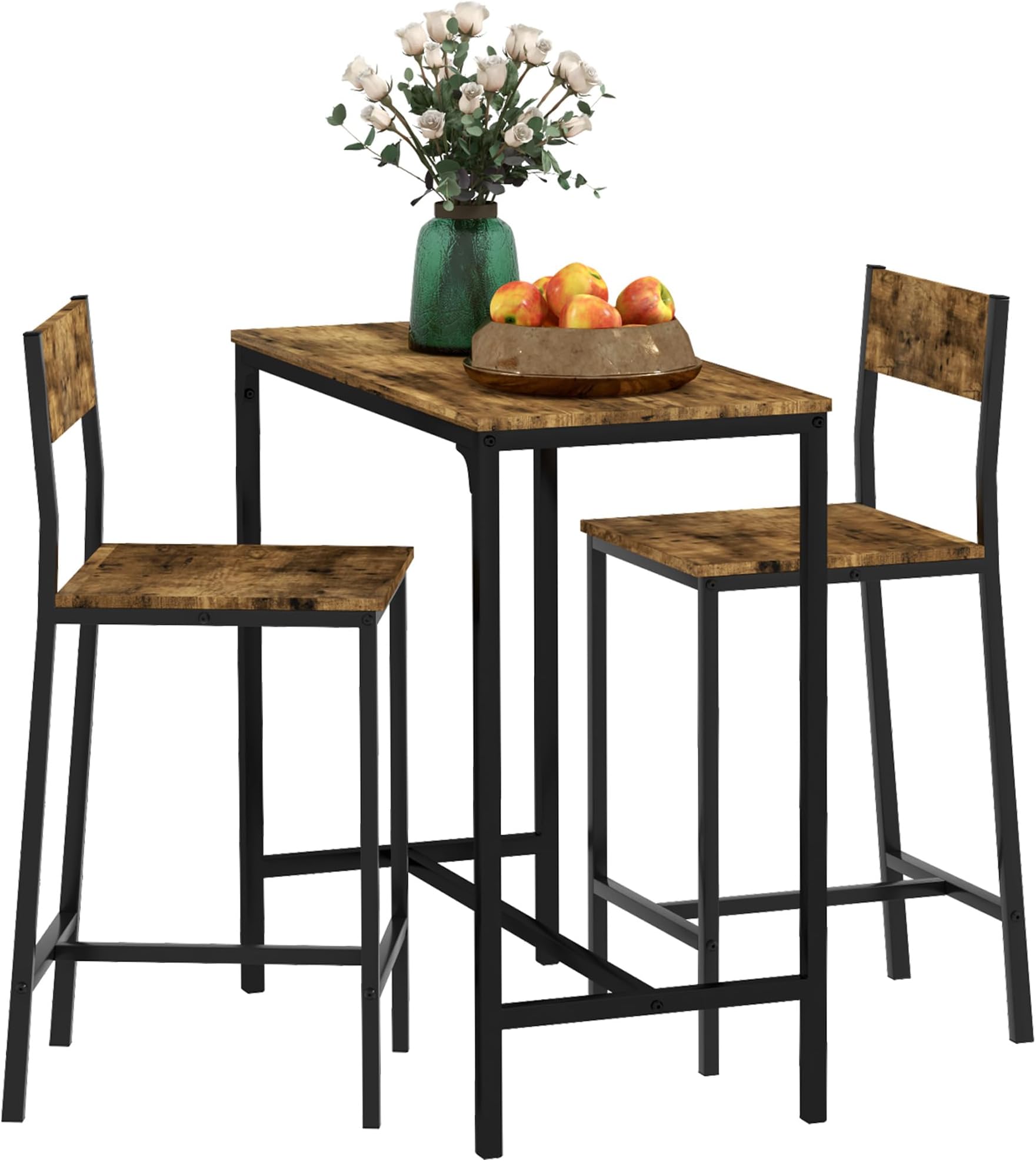 Amazon.com - ROCKINGRUN Bar Table and Chairs Set, Square Bar Height ...