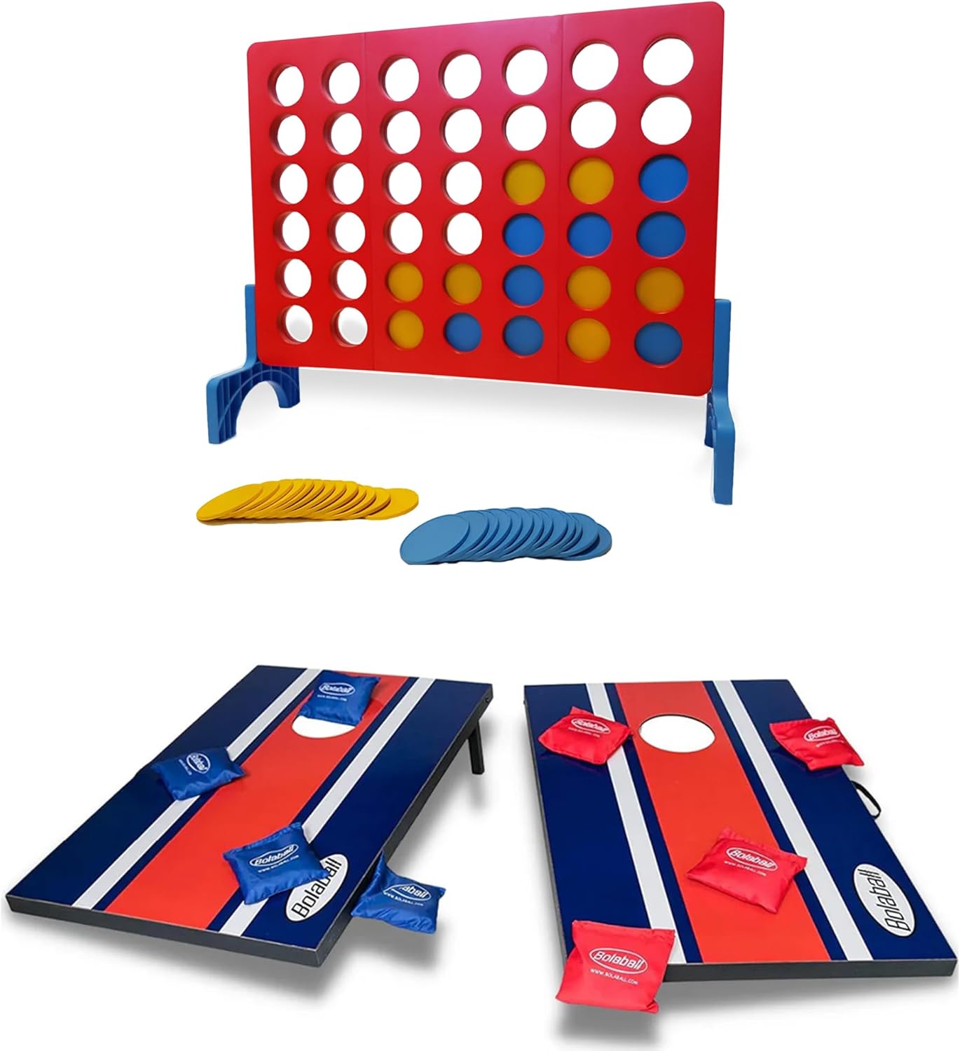 Amazon.com: Bolaball Game Bundles : 4 in a Row & Cornhole Sets, Premium ...