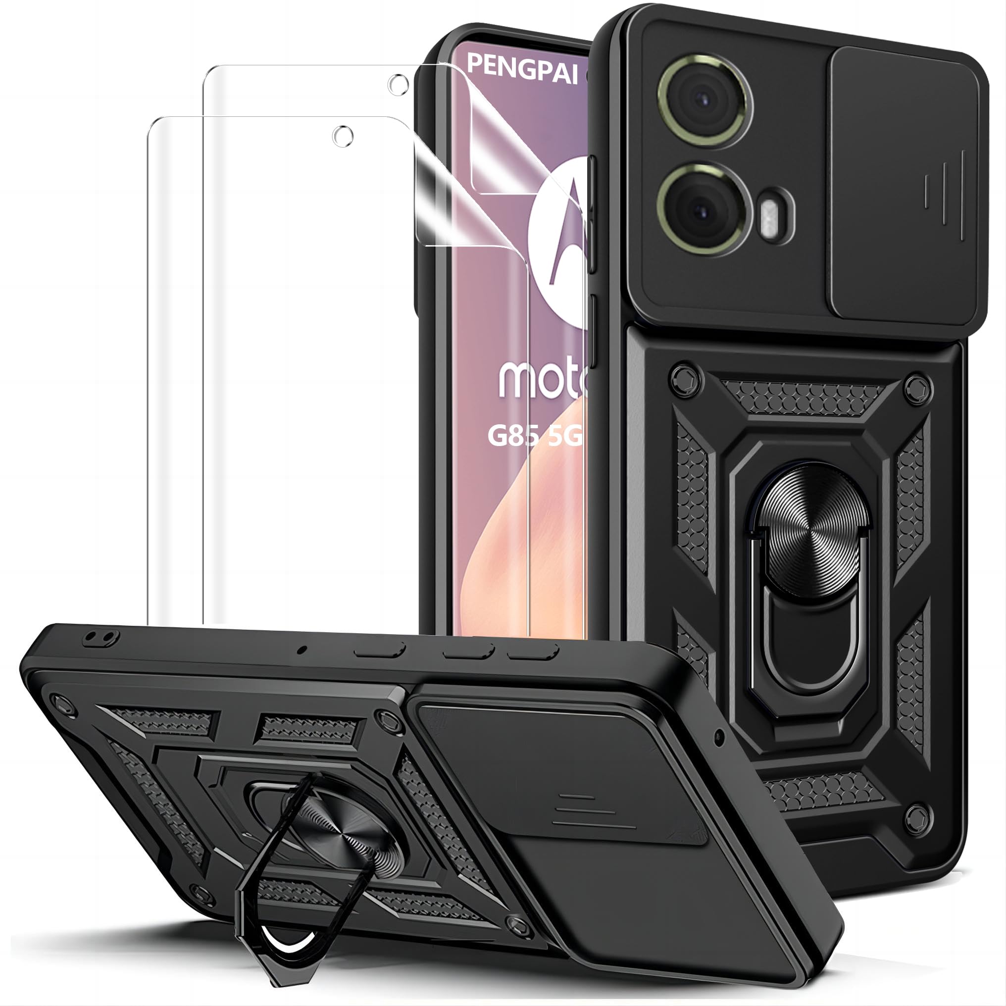 PENGPAI Mica Funda para Motorola Moto G85 5G Case Uso Rudo + 2 Piezas ...