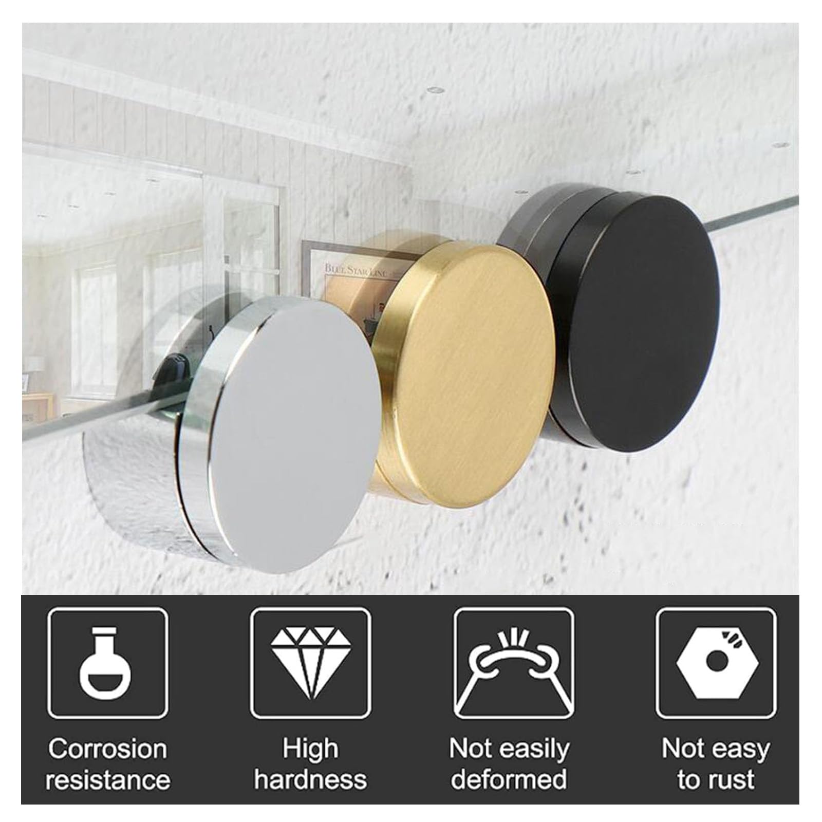 Snapklik.com : Frameless Mirror Mounting Hardware Kit Zinc Alloy Mirror ...