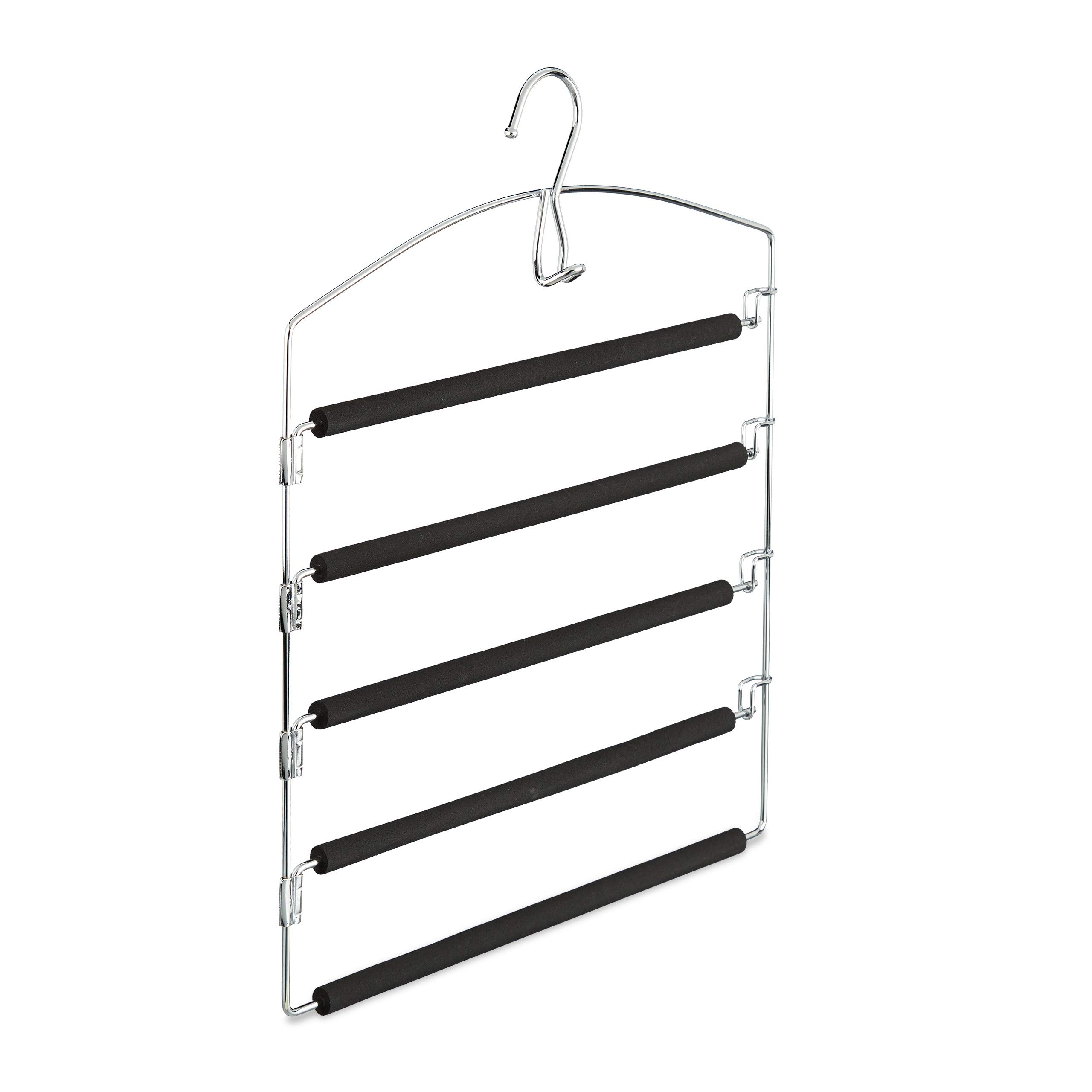 Relaxdays Space Saving Clothes Hanger, Multiple Trouser Rails, Metal ...