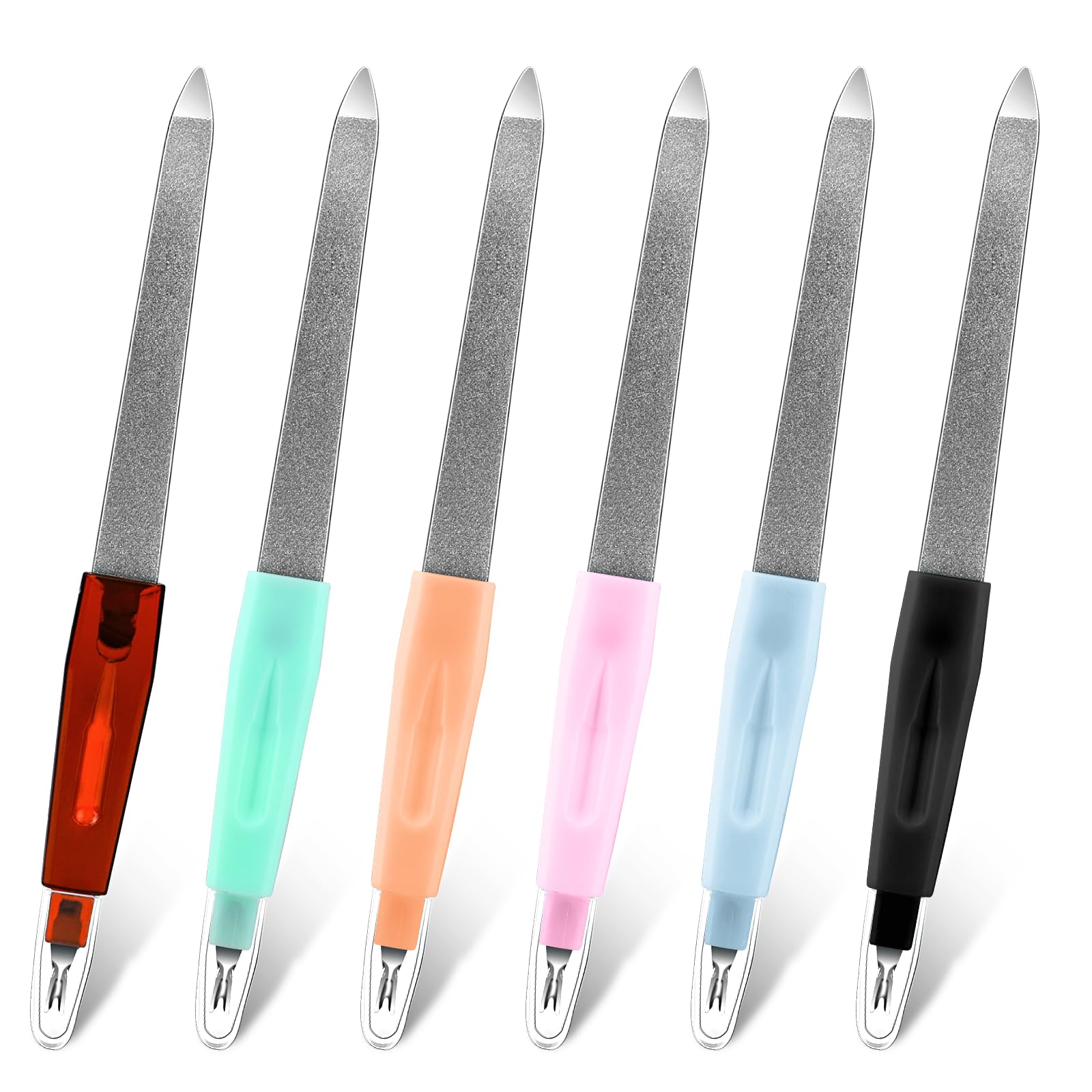 6 Pack Professional Nail Files, 2 in 1 Double-Ended Sword Nail Files ...