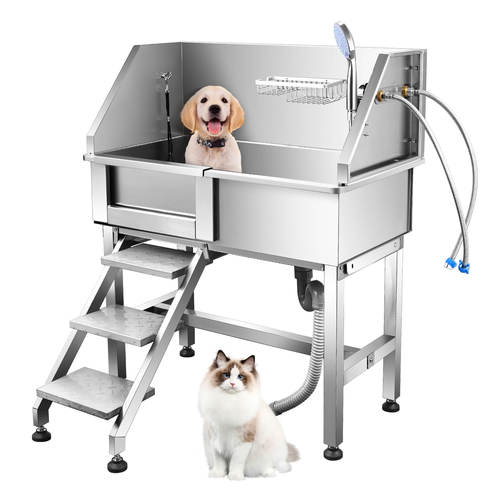Buy 34 "Dog Grooming Tub, Stainless Steel Dog Bath Tub Professional ...